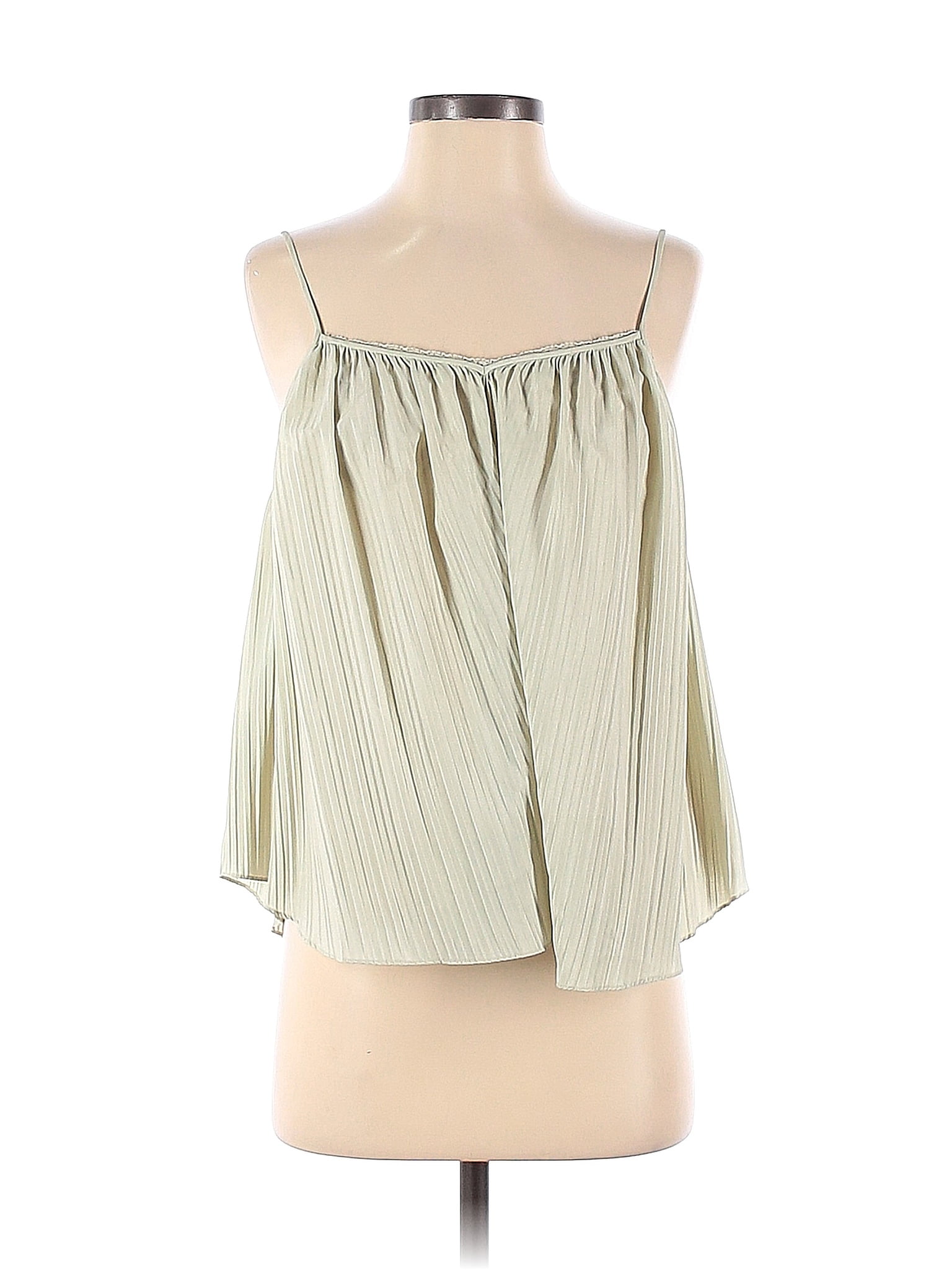 Rebecca Taylor 100% Polyester Stripes Green Plisse Pleated Tank Size S ...