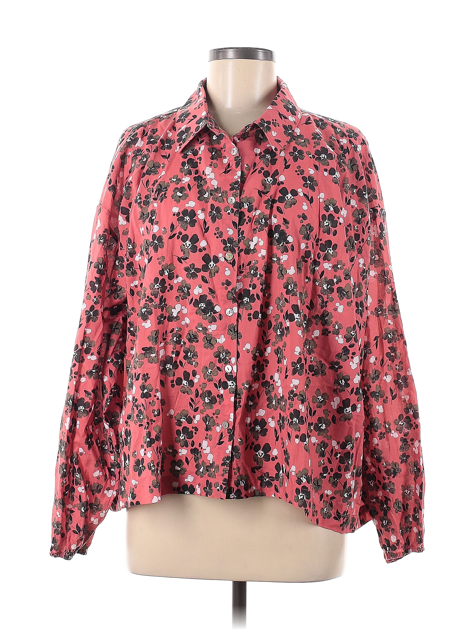 Calme Pink Long Sleeve Button-Down Shirt Size L - 76% off | thredUP
