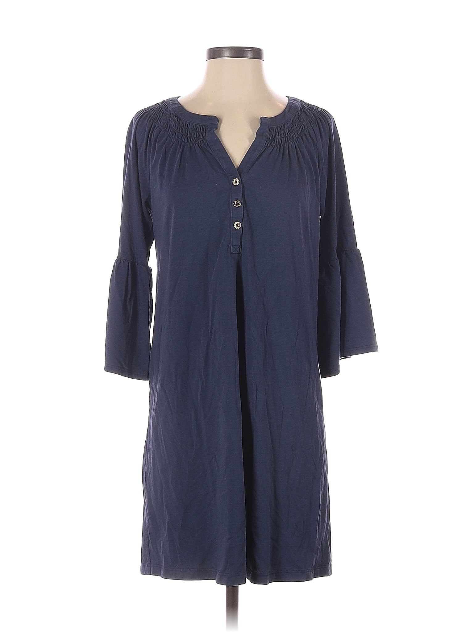 Lilly Pulitzer 100 Pima Cotton Solid Navy Blue Casual Dress Size S