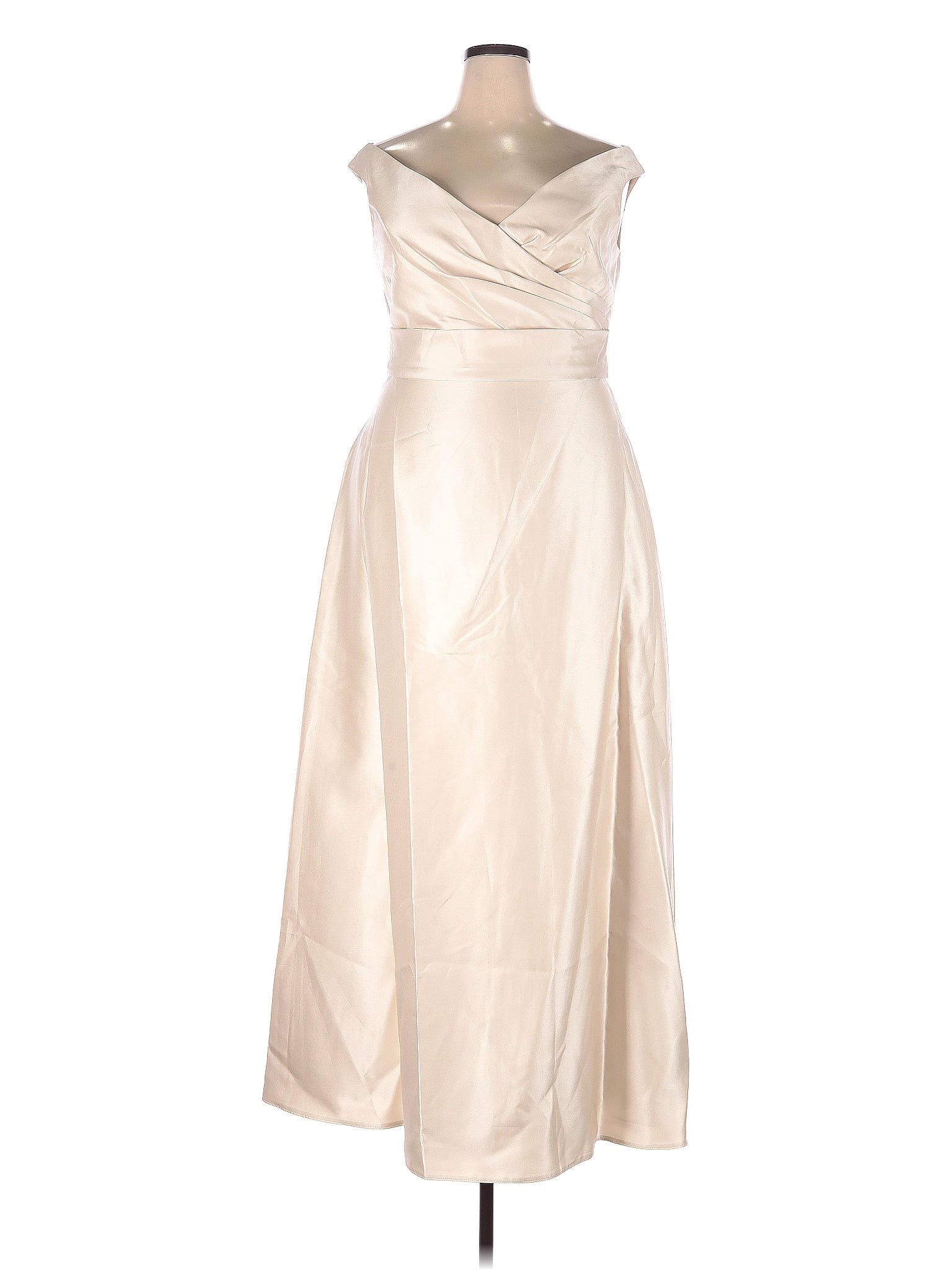 Alfred Sung 100 Polyester Solid Ivory Cocktail Dress Size 18 Plus
