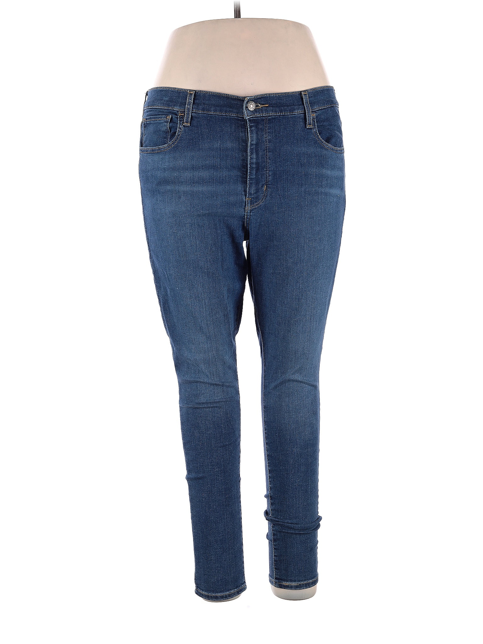 Levi's Solid Blue Jeans 33 Waist - 65% off | ThredUp