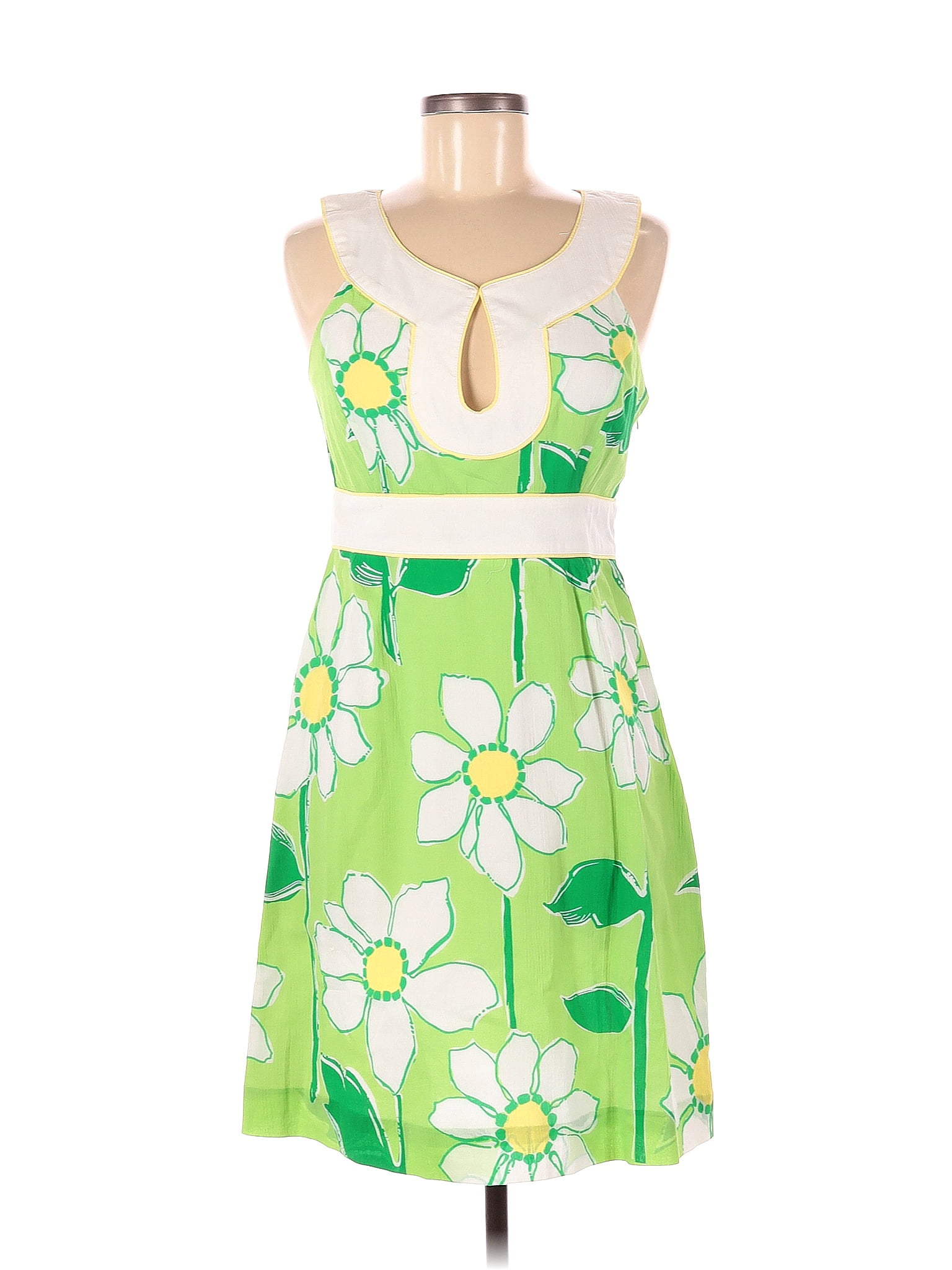 Lilly Pulitzer 100 Cotton Floral Green Cocktail Dress Size 8 72 Off