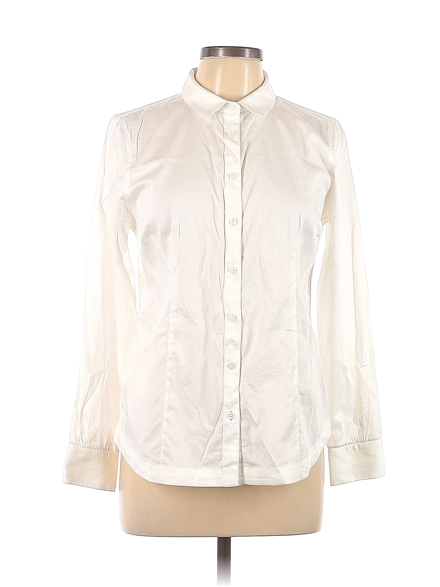 Soft Surroundings Solid White Ivory Long Sleeve Button-Down Shirt Size 10 - 67% off | ThredUp
