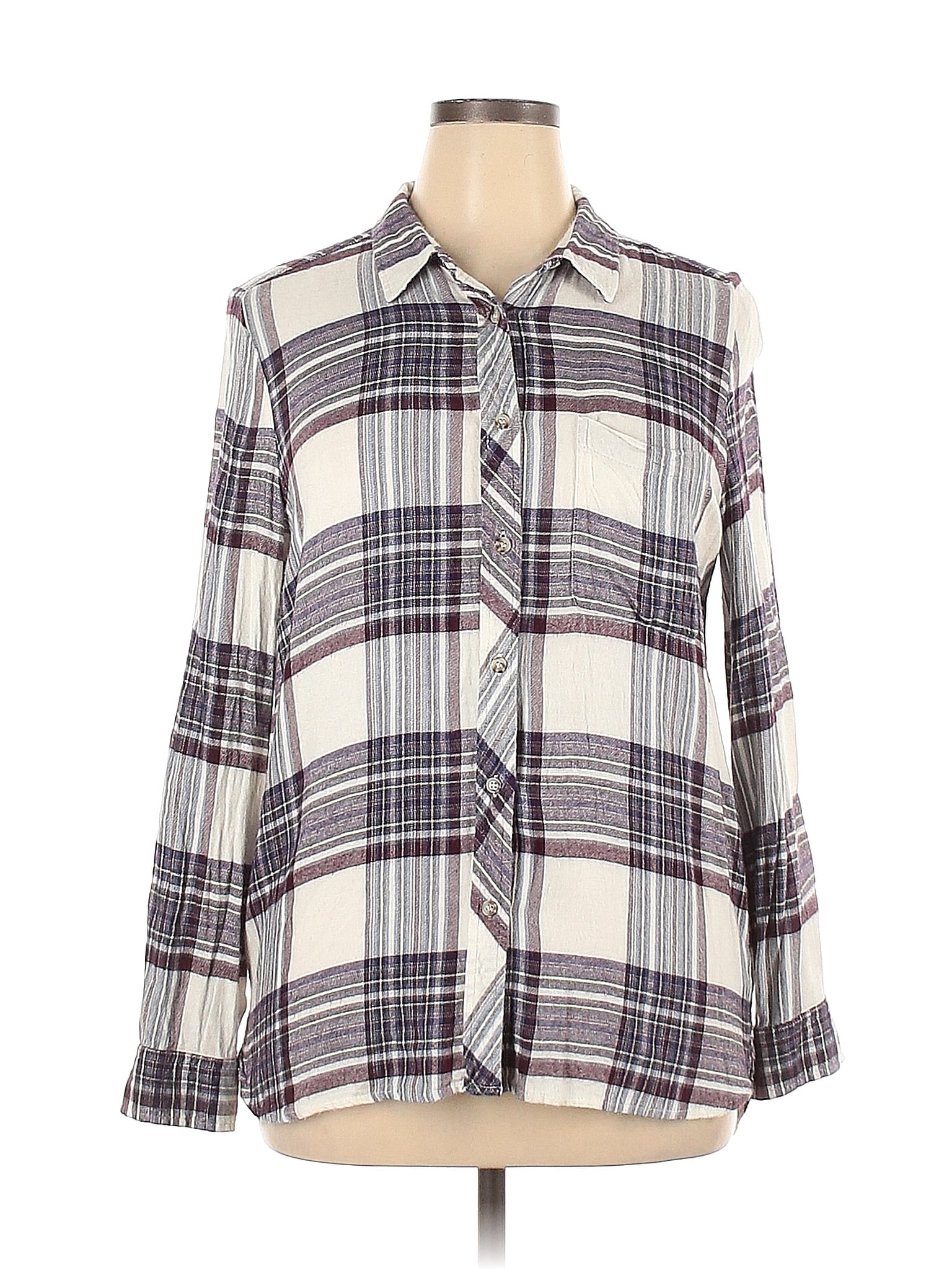 MELLODAY 100% Rayon Gray Long Sleeve Button-Down Shirt Size XL - 74% off | thredUP