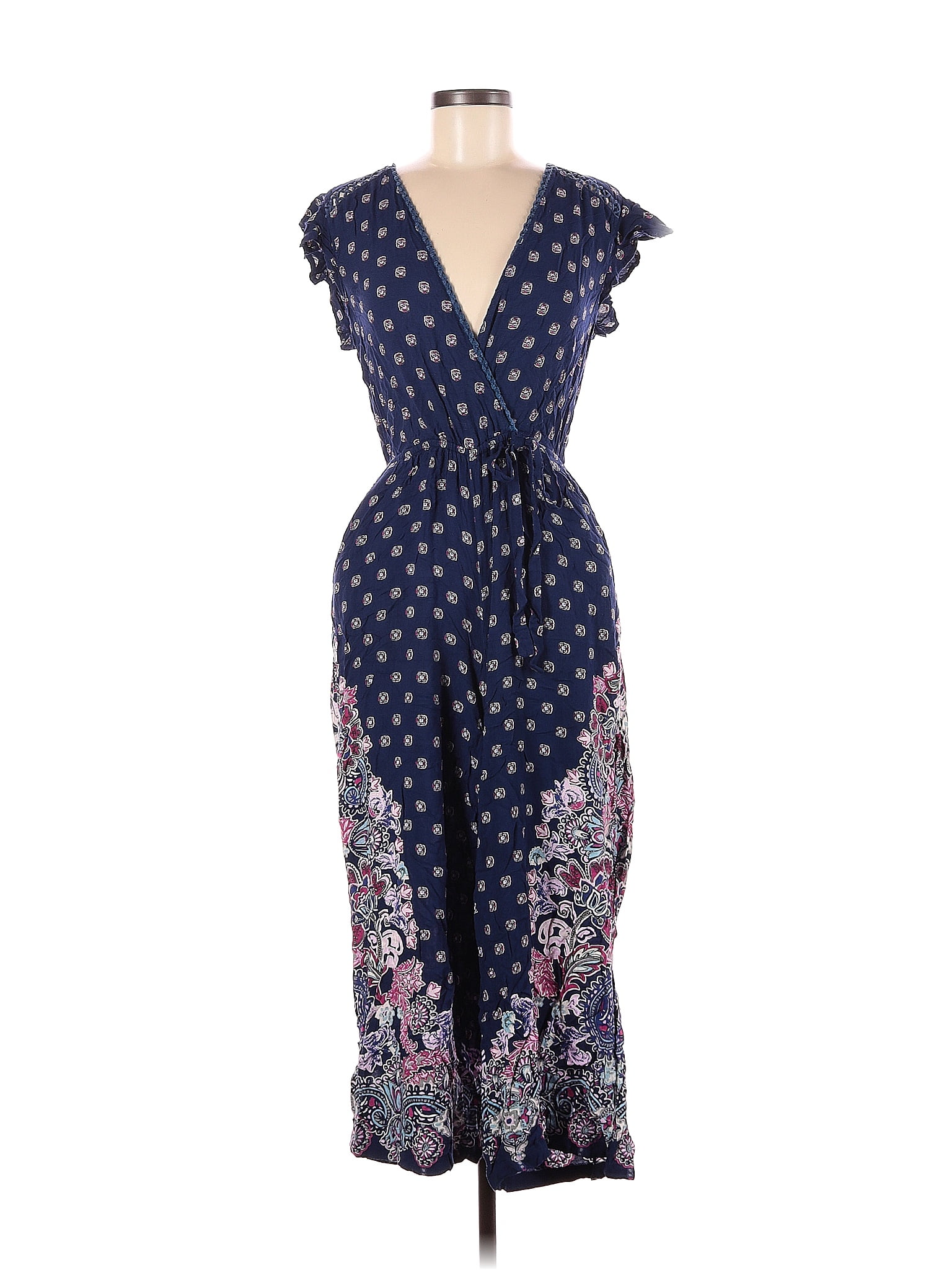 Angie 100% Rayon Navy Blue Jumpsuit Size M - 51% off | ThredUp