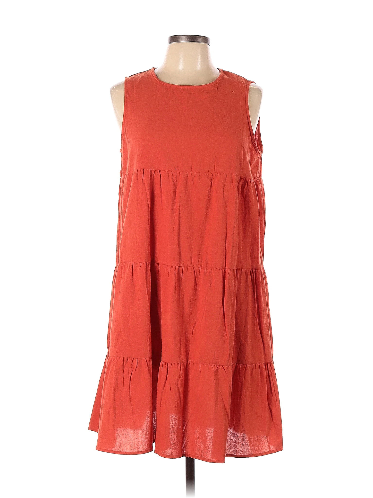 la mode collection Solid Burnt Orange Orange Casual Dress Size L - 76% ...