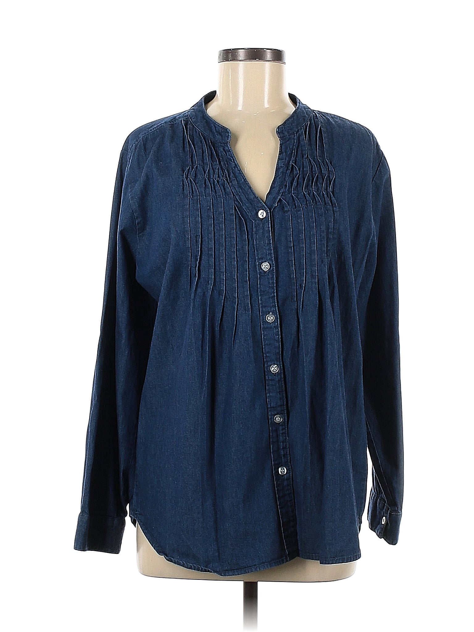 Anthony Richards 100 Cotton Blue Long Sleeve Blouse Size M 40 Off