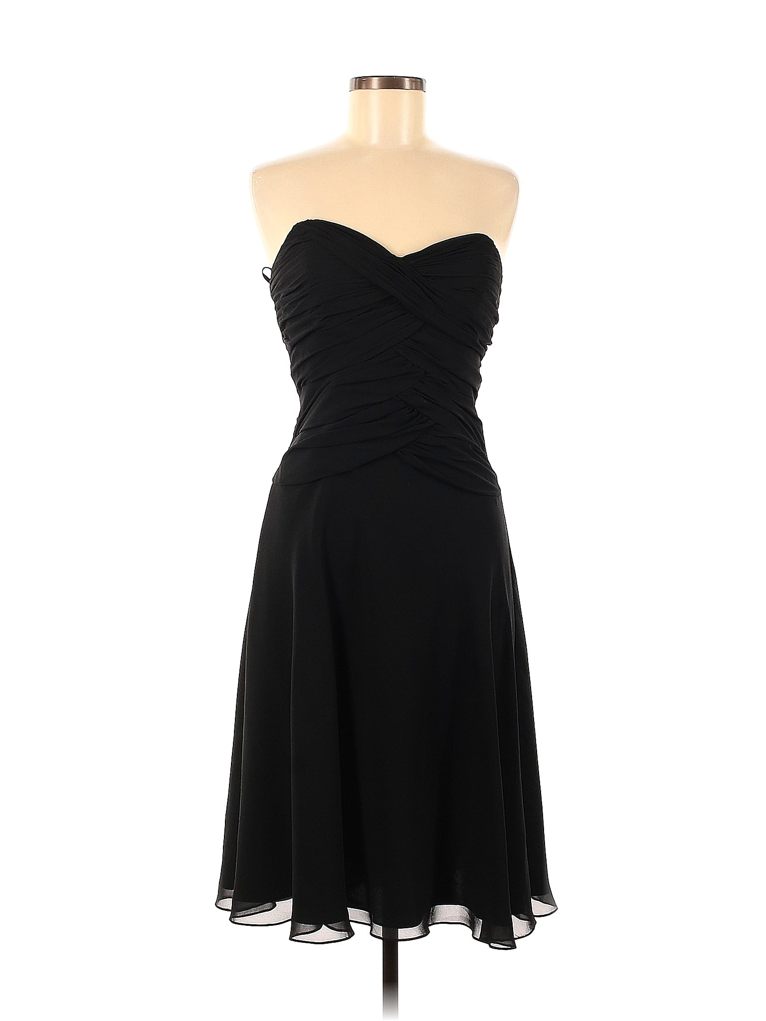 White House Black Market 100 Polyester Solid Black Casual Dress Size 6