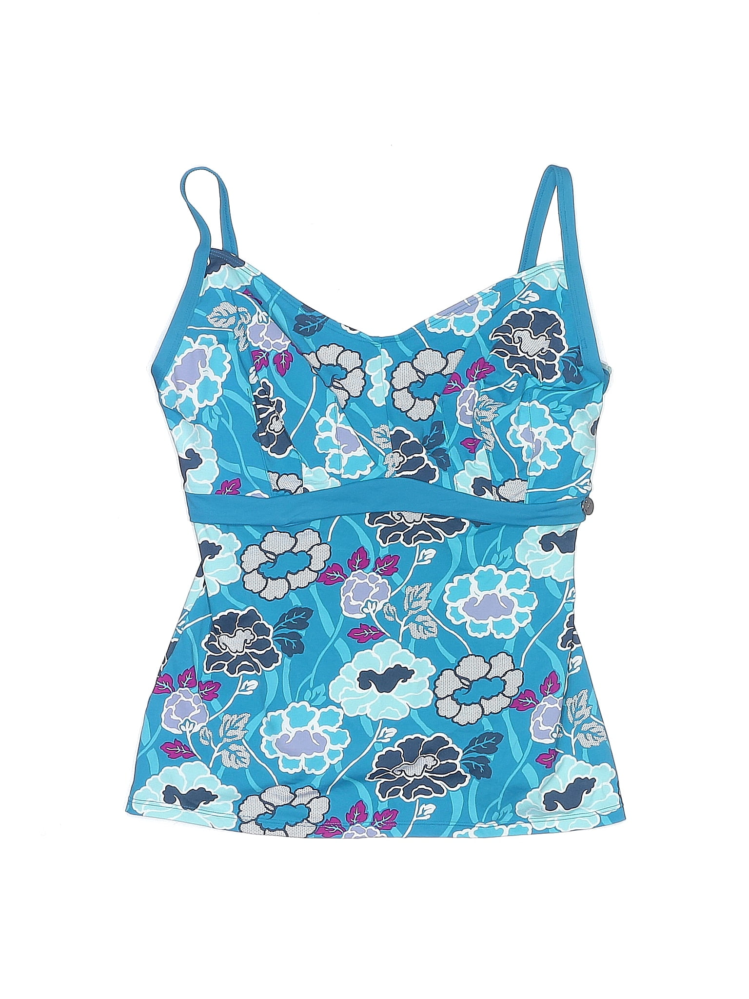 Panache Swimwear Floral Motif Paisley Baroque Print Batik Blue Swimsuit ...