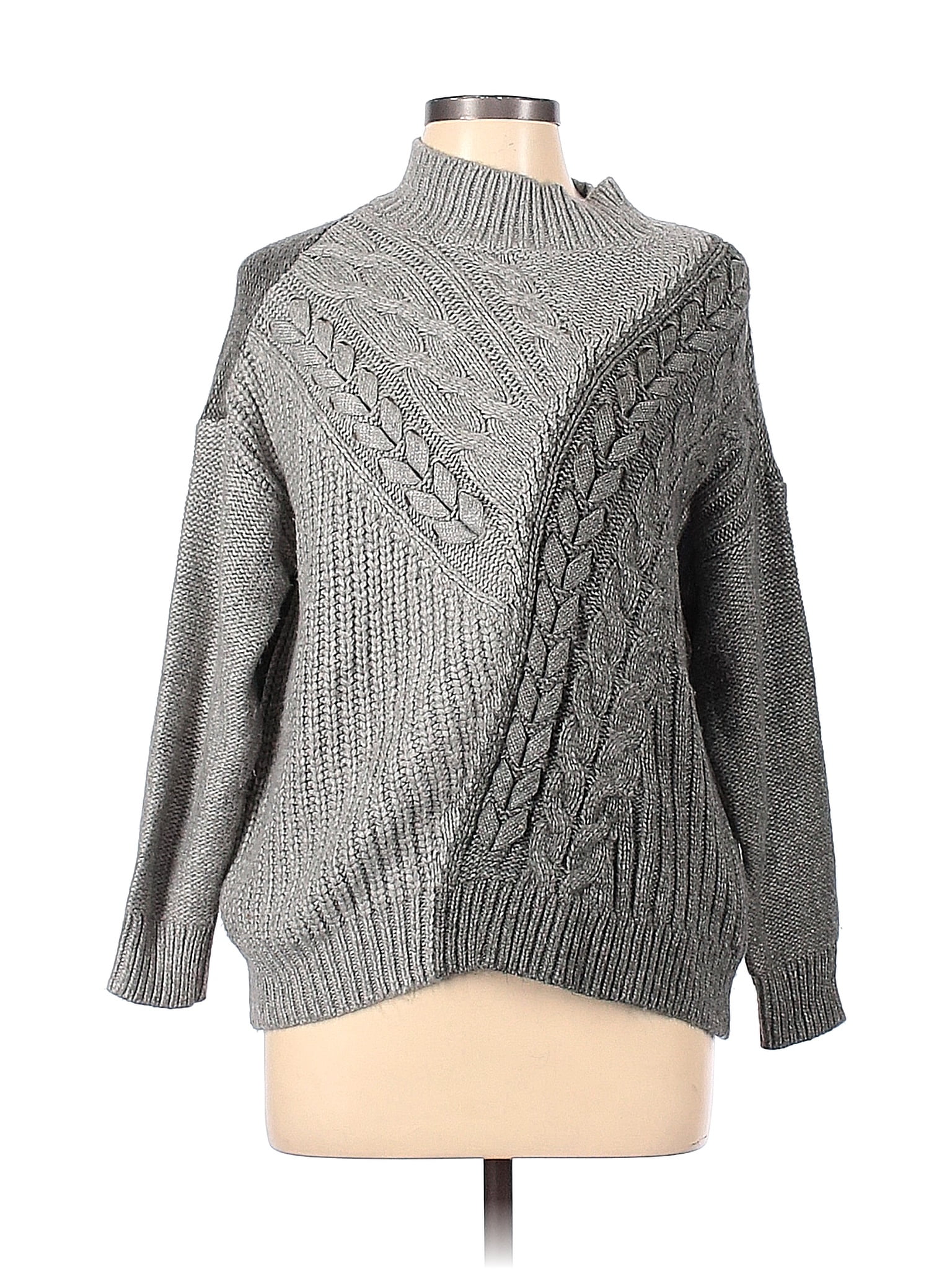 Simply Vera Vera Wang Color Block Solid Gray Turtleneck Sweater Size L ...