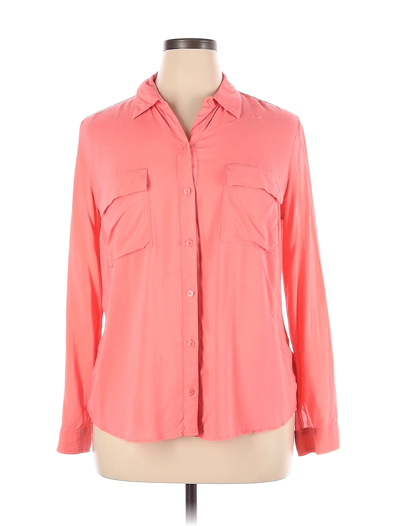 A N A A New Approach 100 Rayon Pink Long Sleeve Blouse Size Xl 76