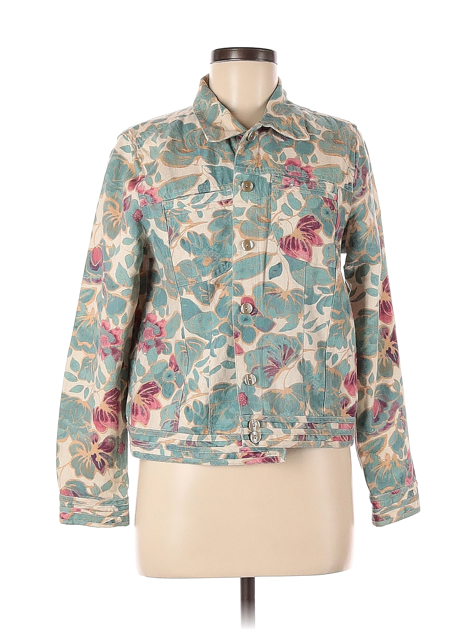 Christopher And Banks Teal Denim Jacket Size M 72 Off Thredup