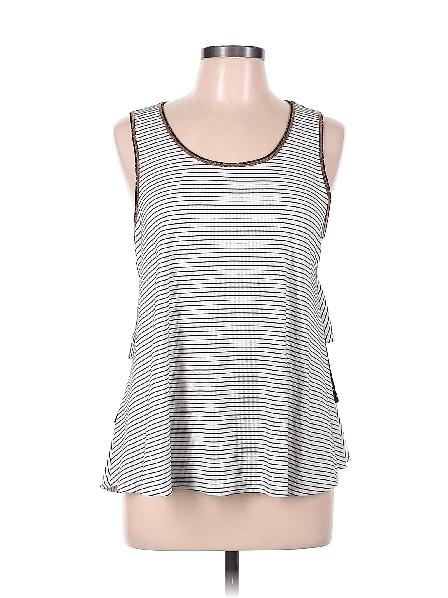 Hem & Thread Stripes Multi Color Silver Sleeveless T-Shirt Size M - 62% ...