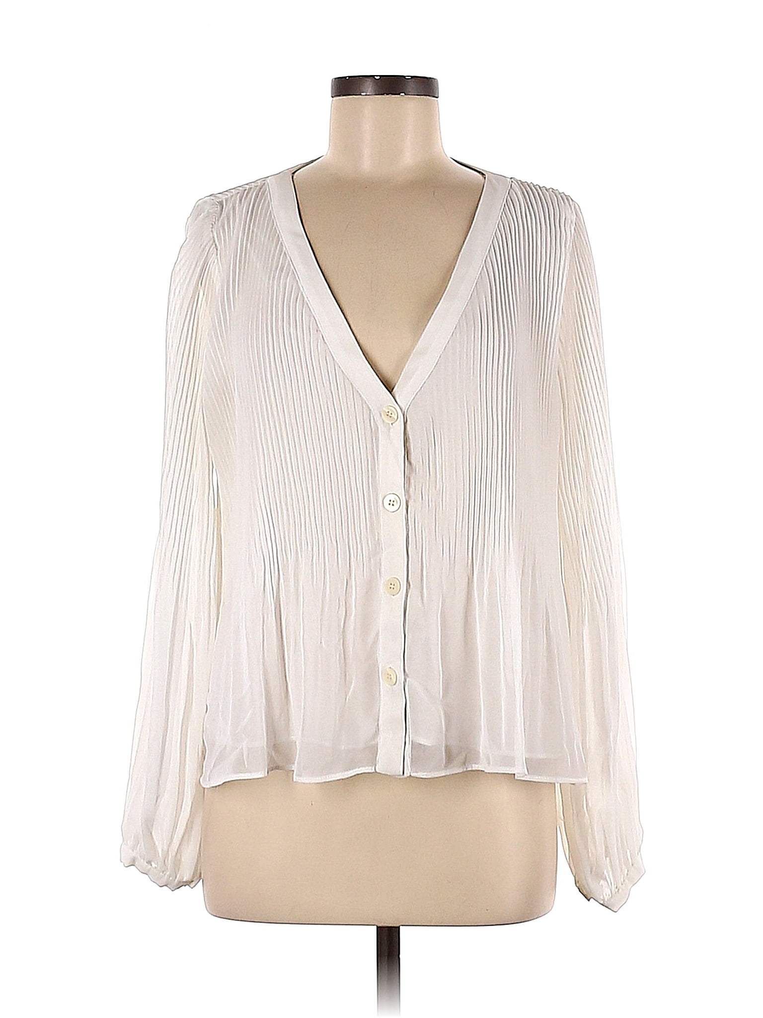 Zara 100 Polyester White Ivory Long Sleeve Blouse Size M 56 Off