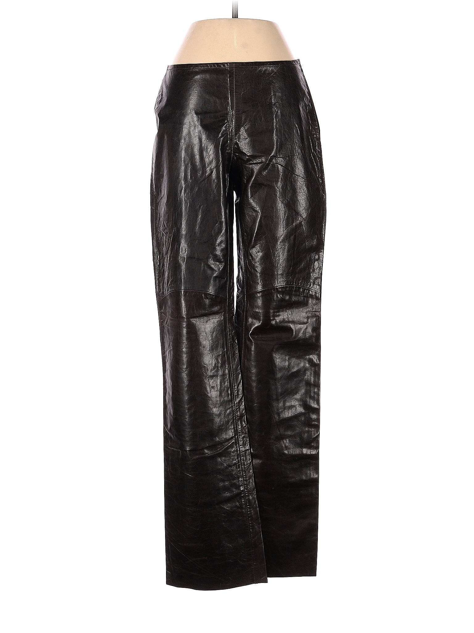 Club Monaco 100% Leather Solid Black Brown Leather Pants Size 4 - 77% ...