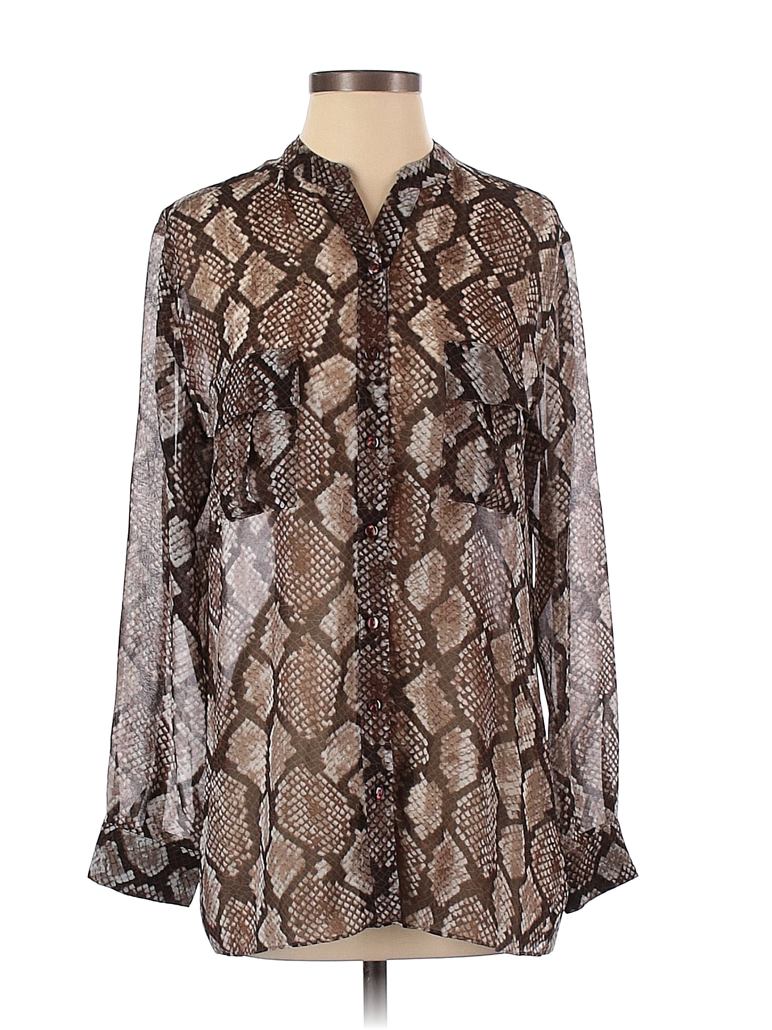 Colleen Lopez 100% Polyester Brown Long Sleeve Blouse Size S - 76% off ...