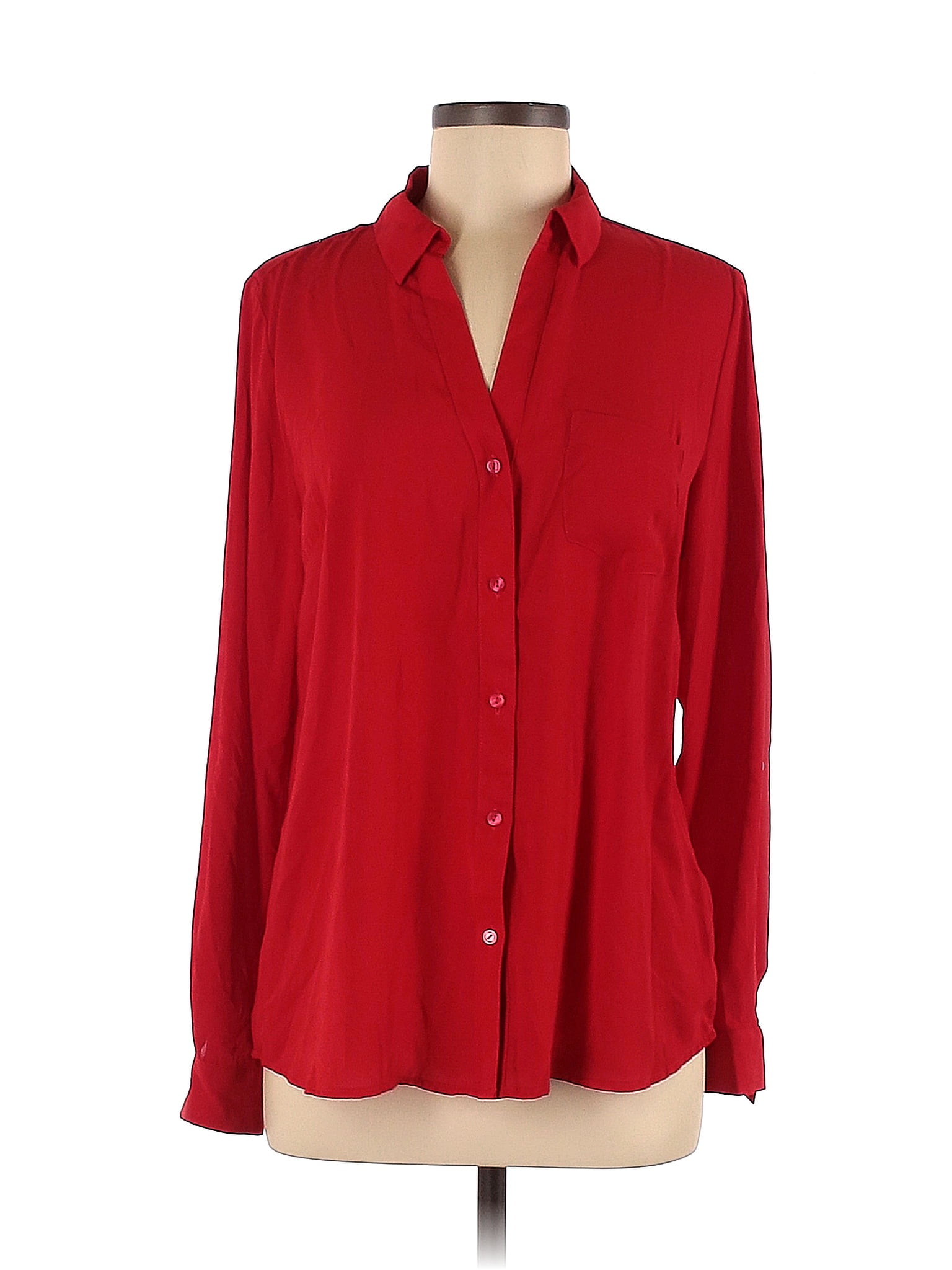 The Limited 100 Polyester Red Long Sleeve Blouse Size L 75 Off