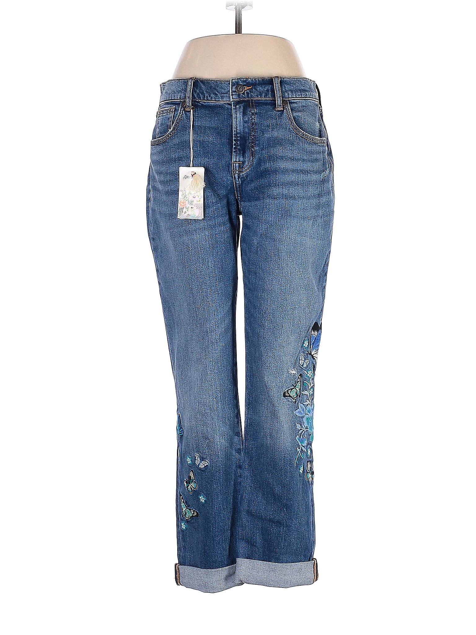 Johnny Was Solid Blue Jeans 27 Waist - 76% off | thredUP