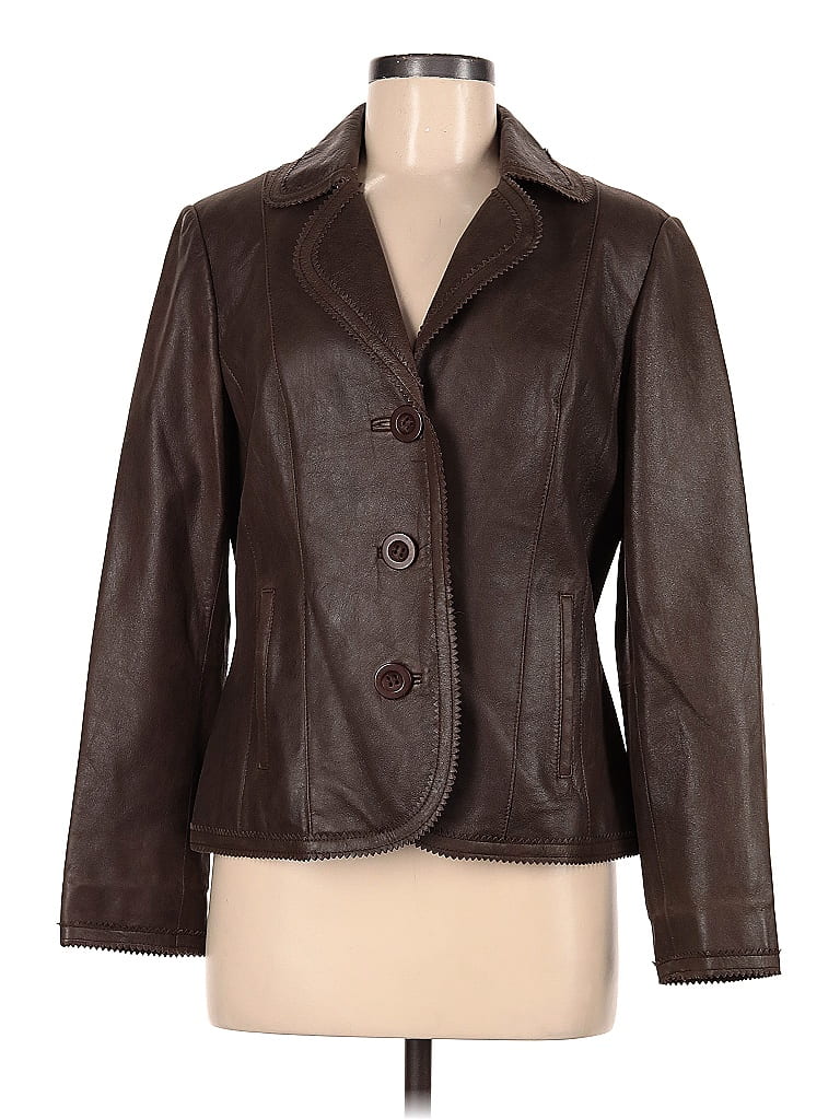 Sigrid Olsen 100% Leather Solid Brown Leather Jacket Size M - 79% off | thredUP