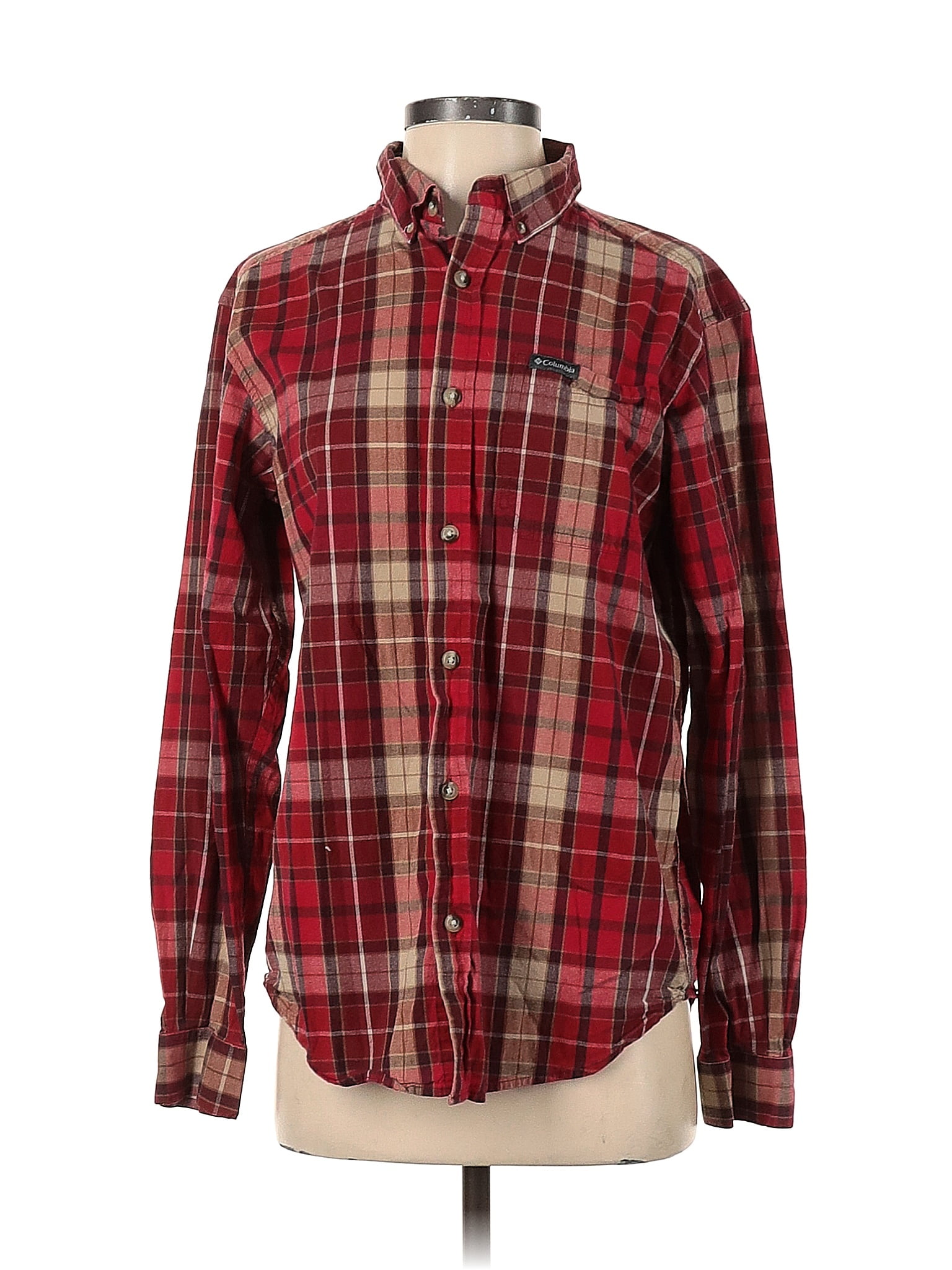 Columbia Plaid Red Long Sleeve Button Down Shirt Size S 66 Off Thredup