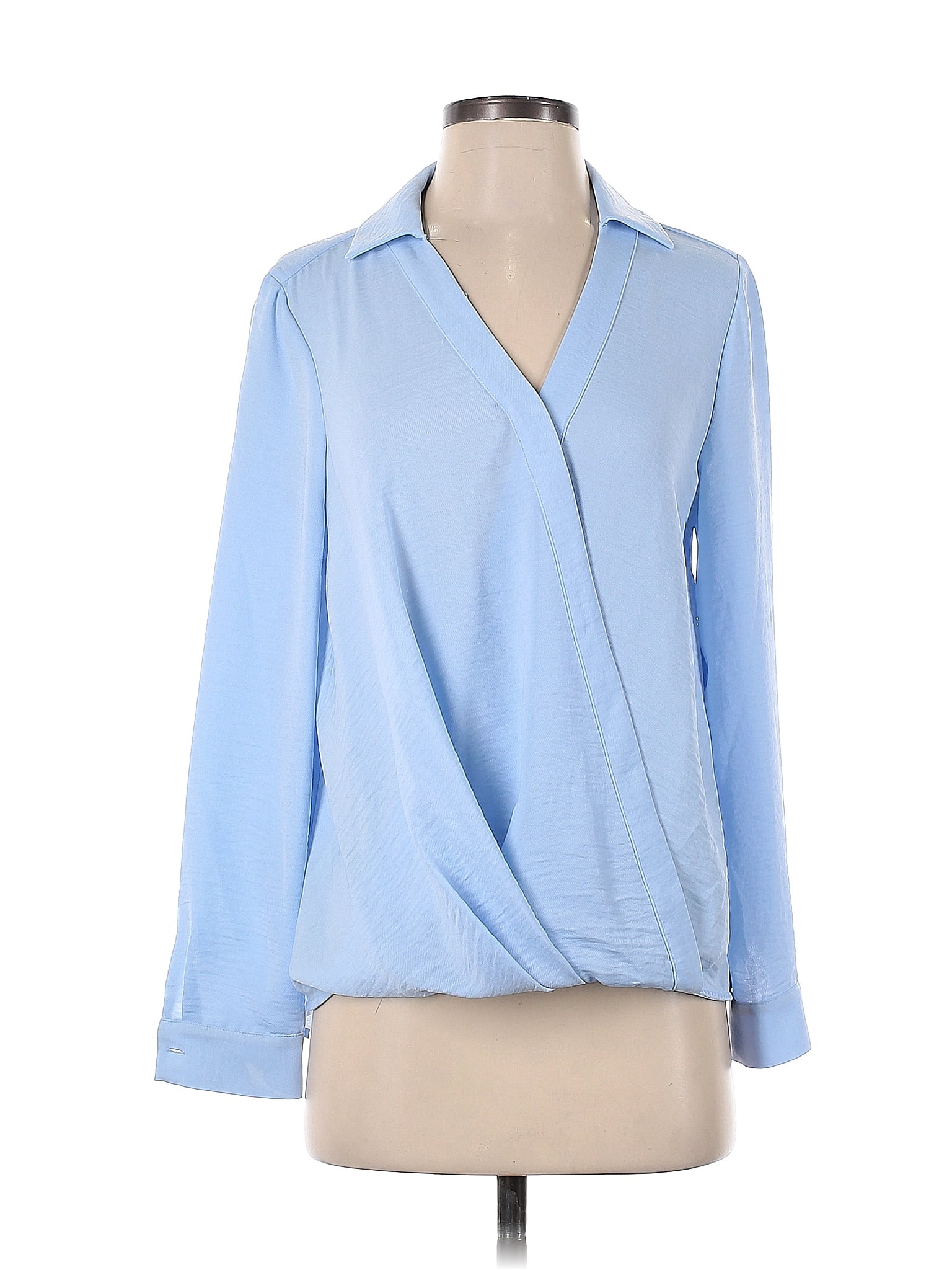 Vince Camuto 100 Polyester Blue Long Sleeve Blouse Size Xs 73 Off