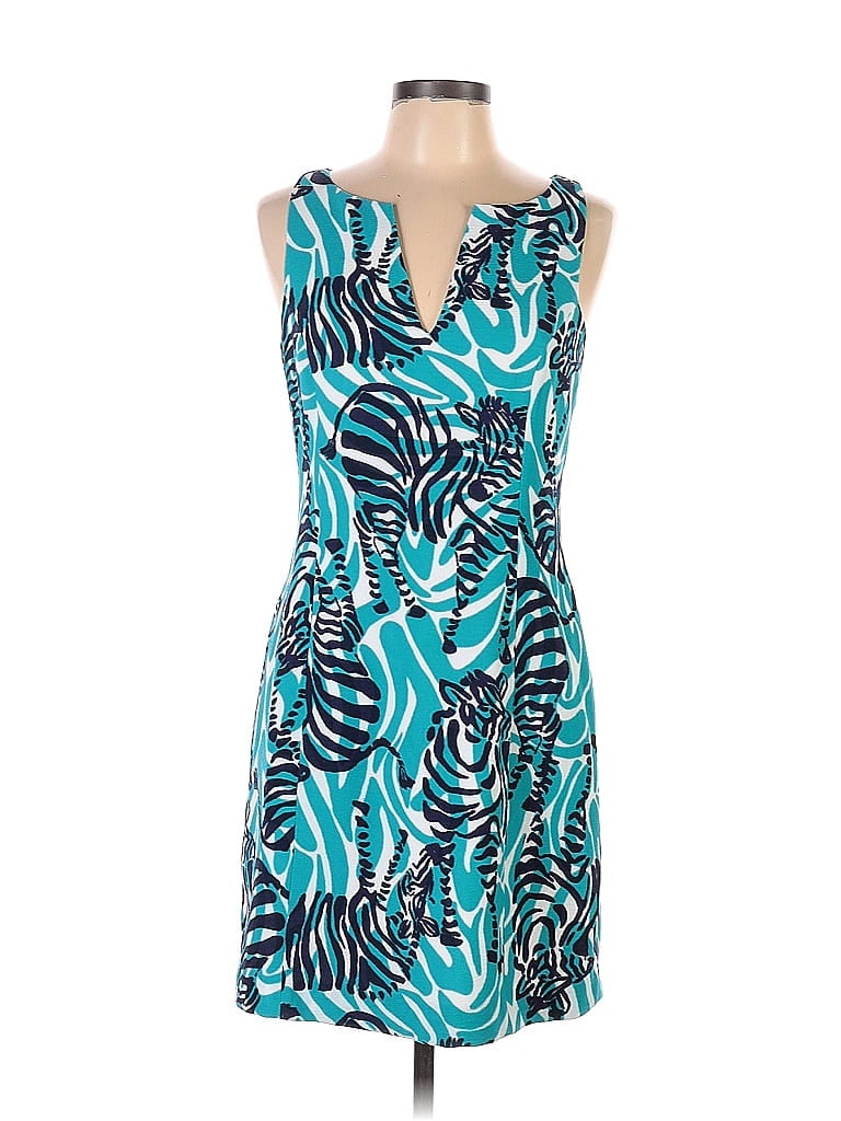 Lilly Pulitzer 100 Polyester Blue Teal Casual Dress Size 10 71 Off