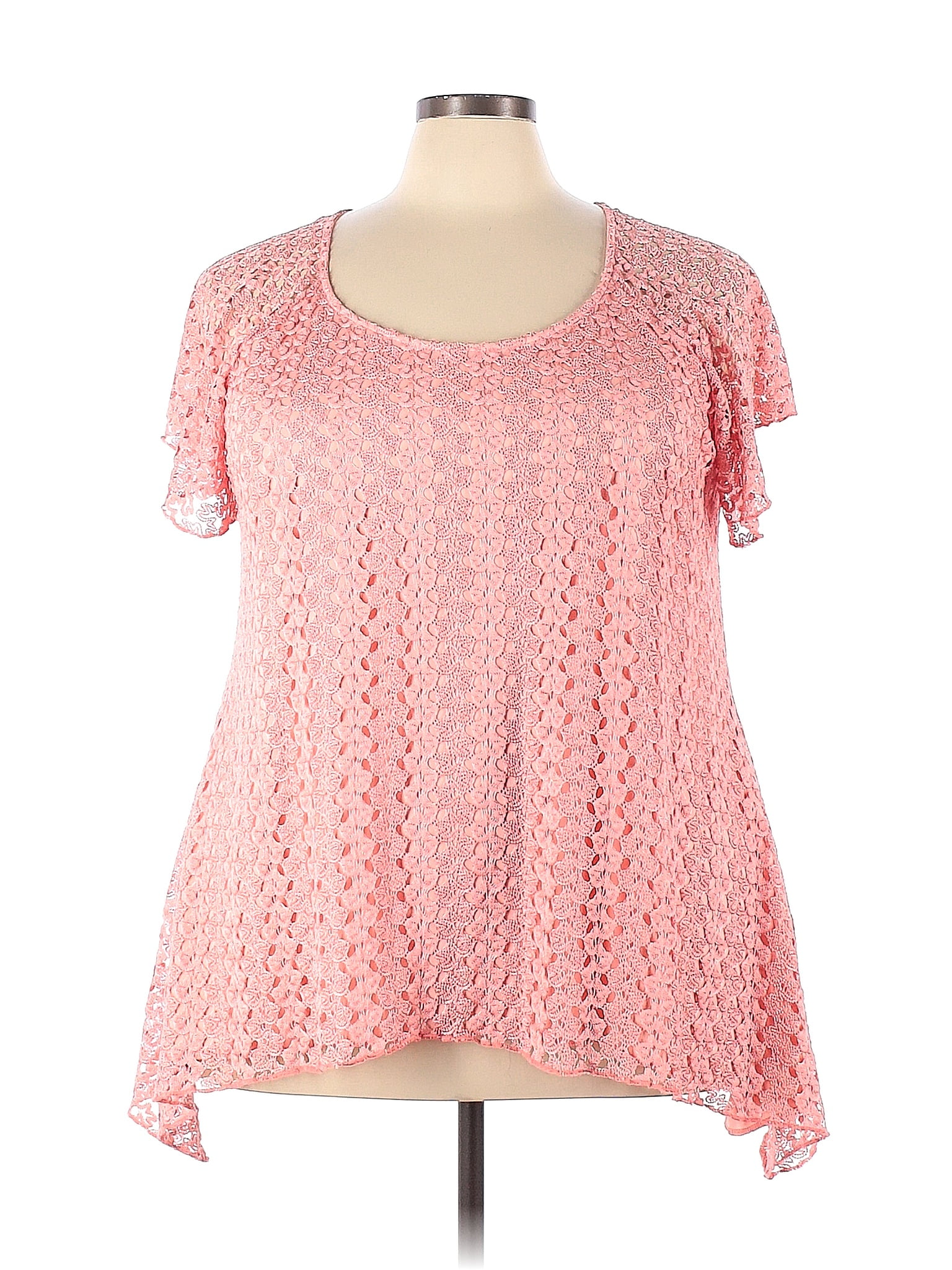 Dressbarn 100 Polyester Pink Short Sleeve Blouse Size 3x Plus 52