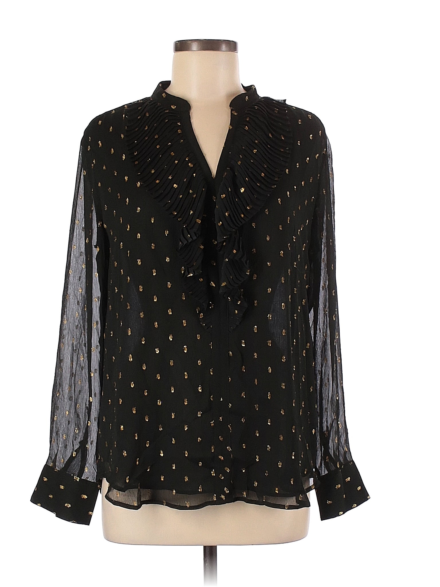 Ann Taylor Polka Dots Black Long Sleeve Blouse Size M 72 Off Thredup
