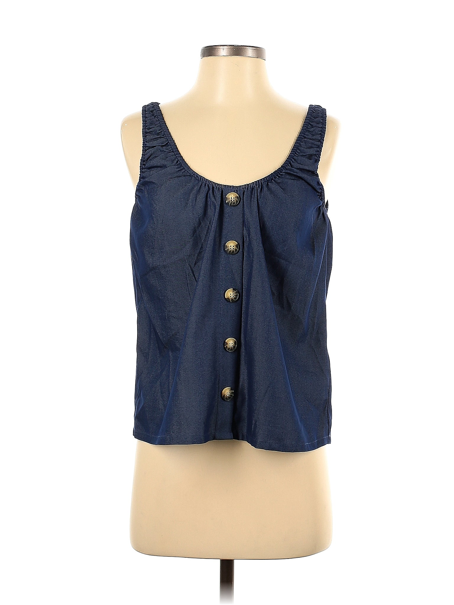 Laundry by Shelli Segal Navy Blue Sleeveless Button-Down Shirt Size XS ...