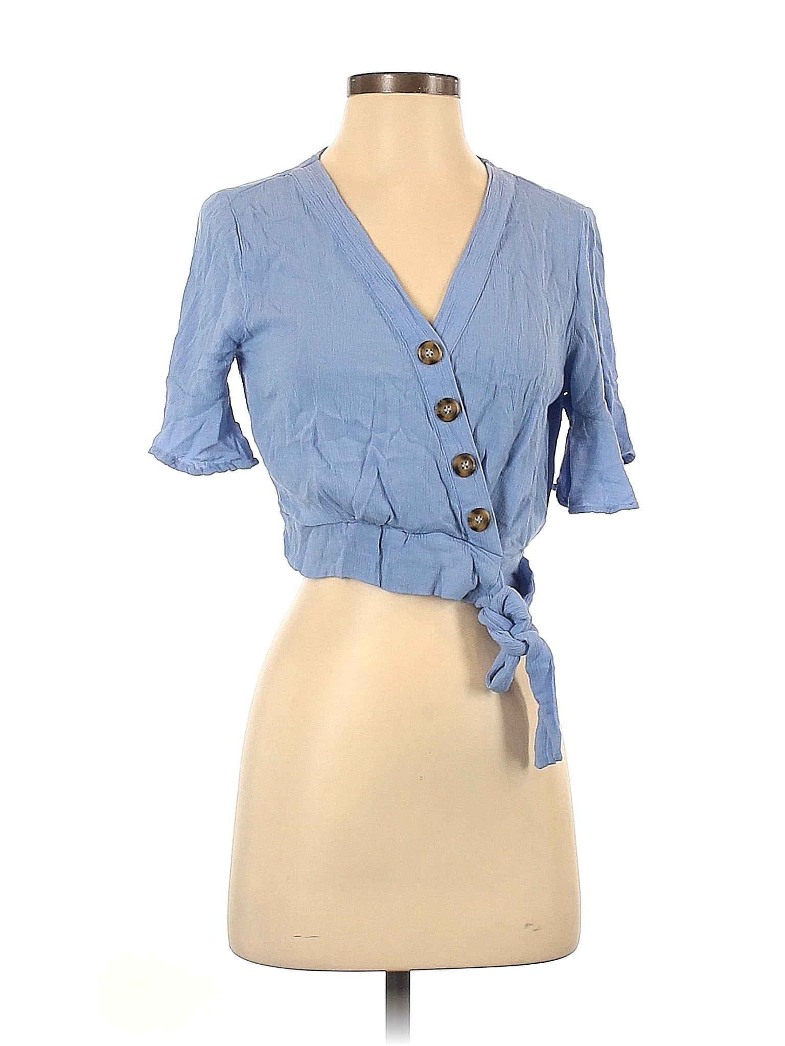 Gypsies And Moondust Blue Short Sleeve Blouse Size S 44 Off Thredup