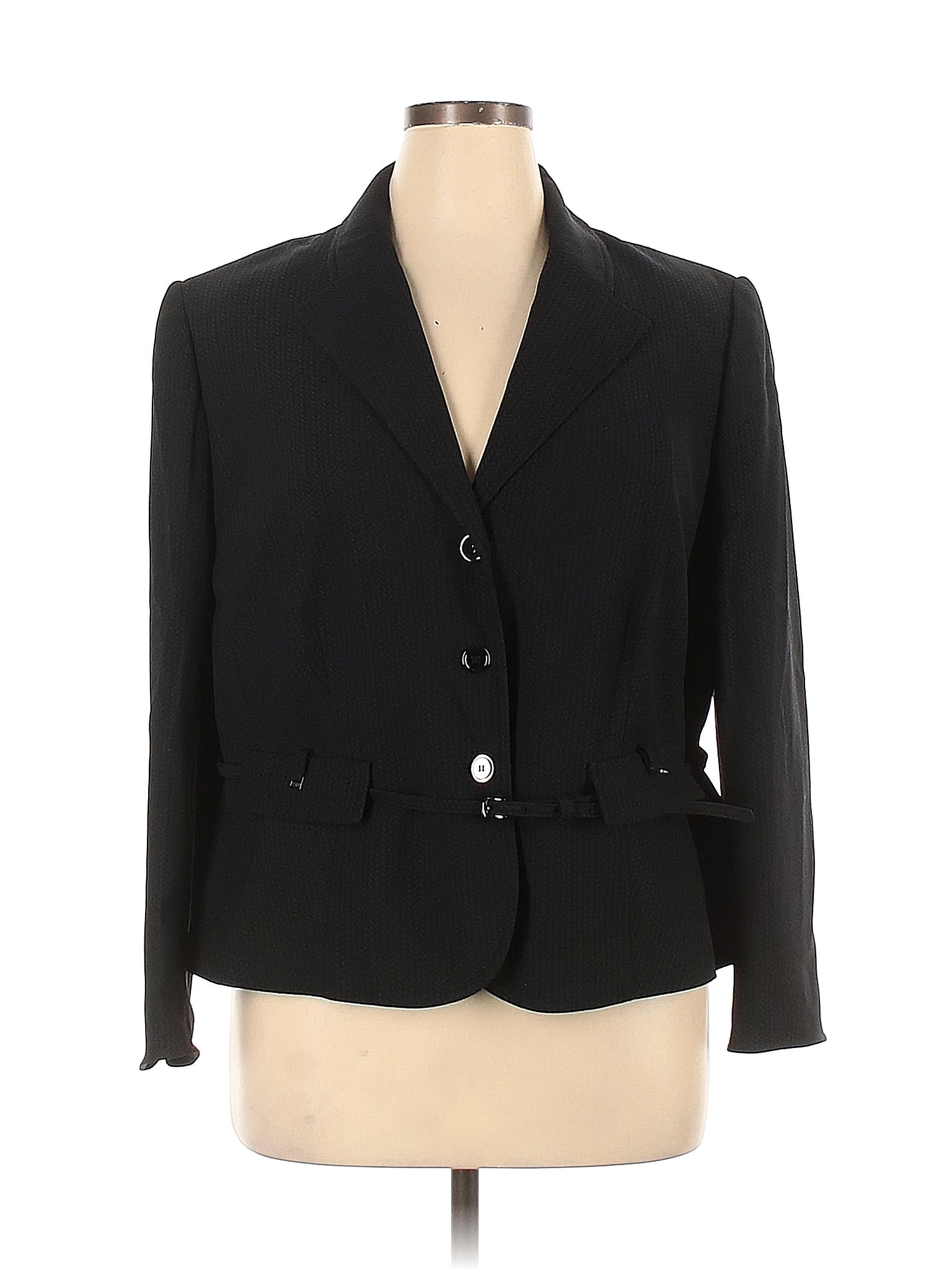 Tahari 100% Polyester Solid Black Jacket Size 16 - 81% off | ThredUp
