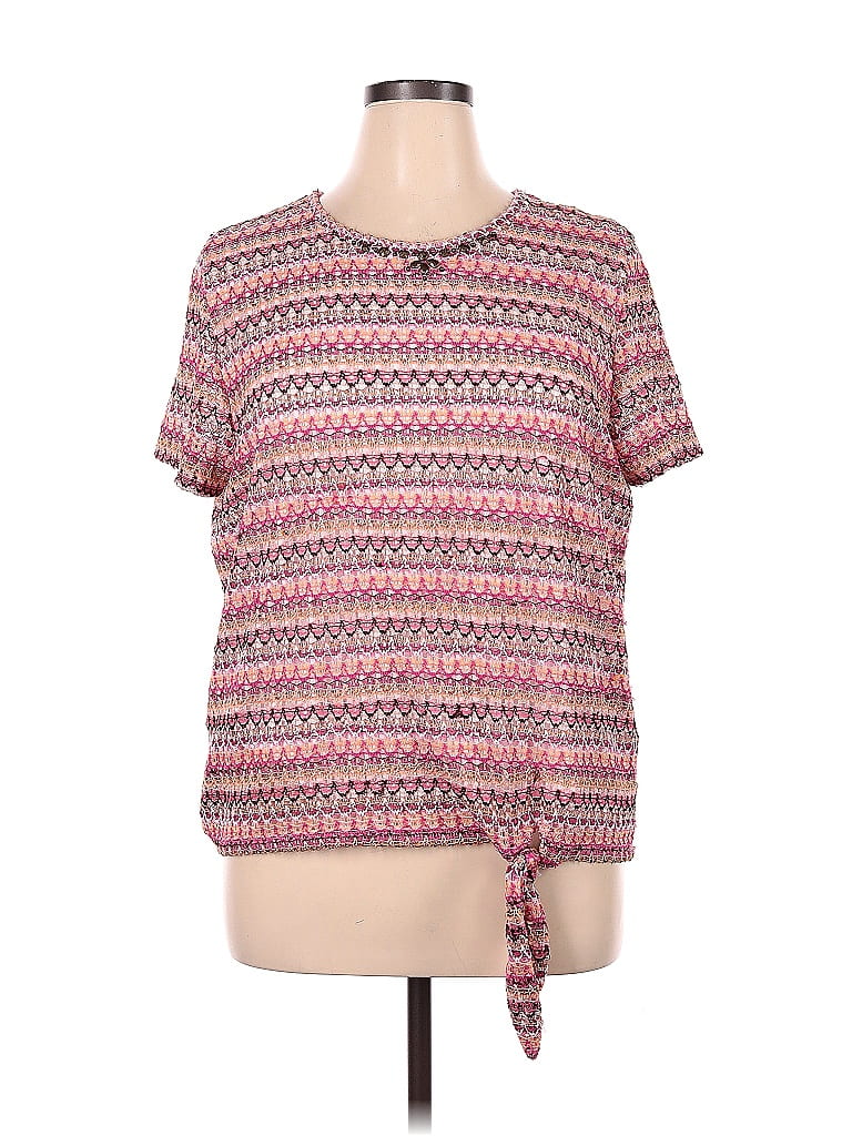 Alfred Dunner 100% Polyester Multi Color Pink Short Sleeve Top Size XL ...