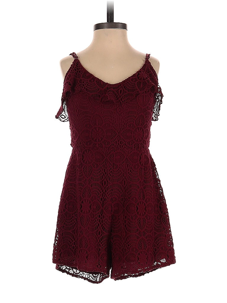 Express 100% Polyester Hearts Burgundy Romper Size 2 - 86% off | ThredUp