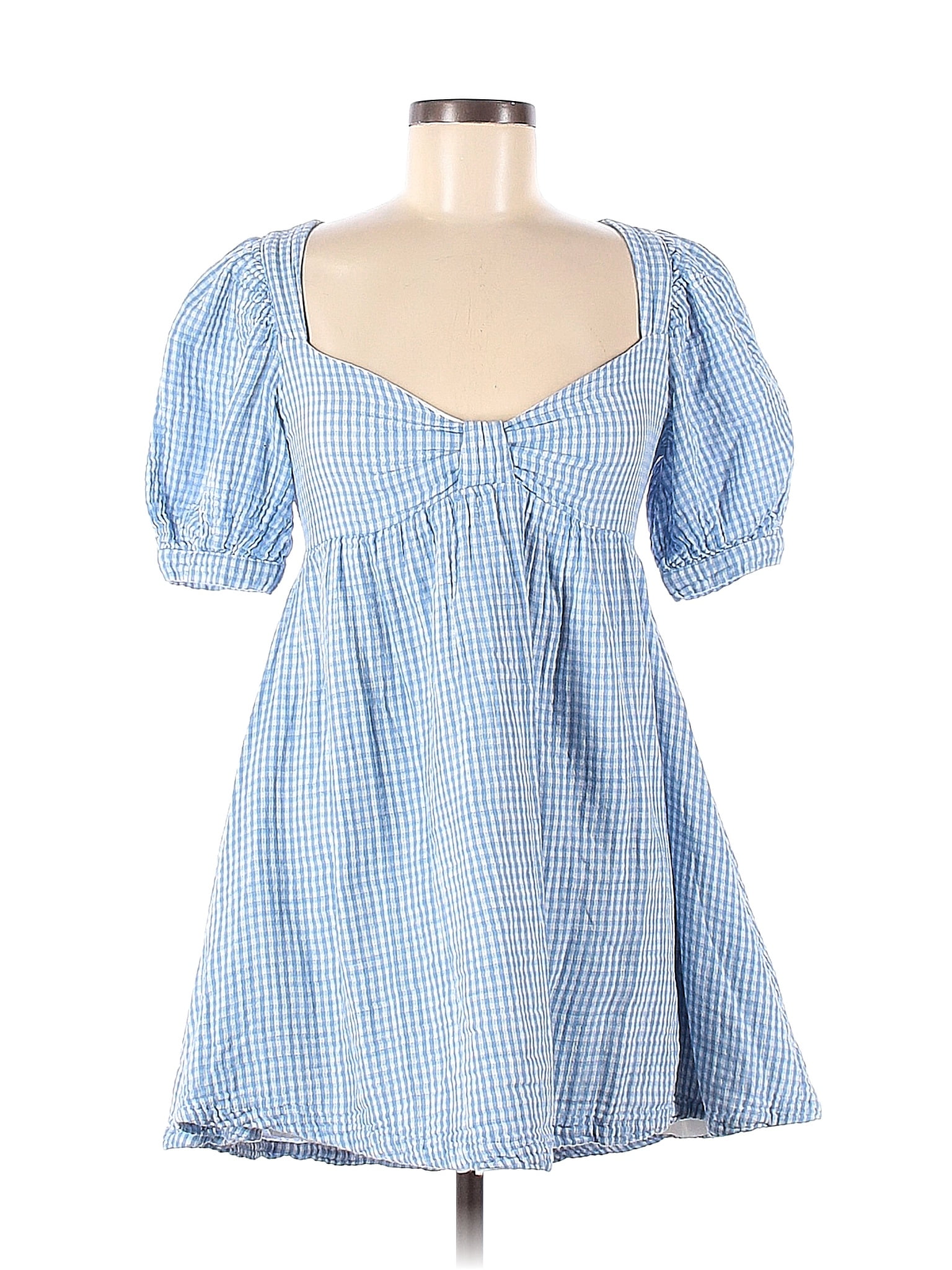 RTR Now 100% Cotton Blue Blue Gingham Babydoll Dress Size M - 77% off ...