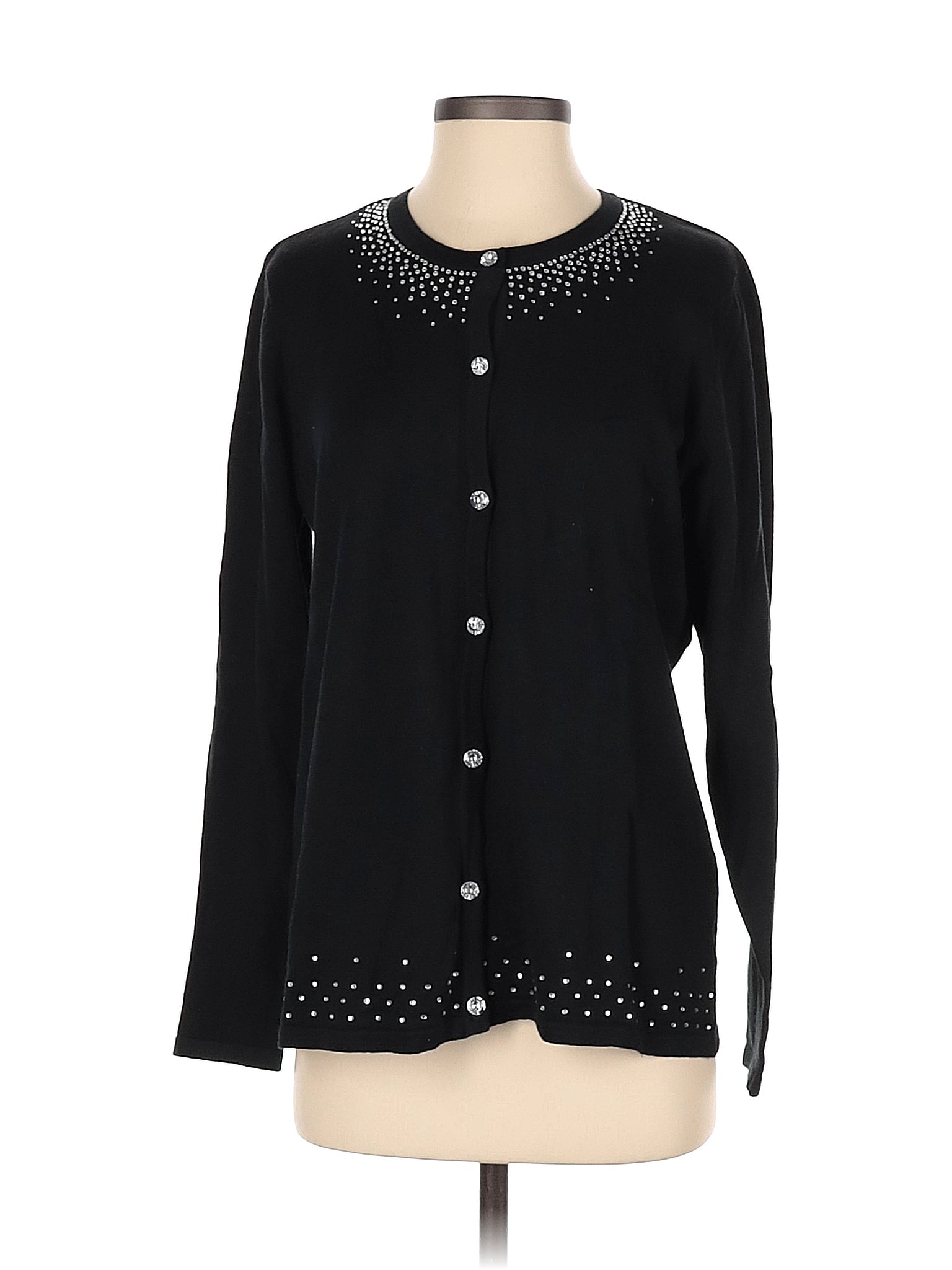 Quacker Factory Color Block Solid Black Cardigan Size S - 70% off | ThredUp