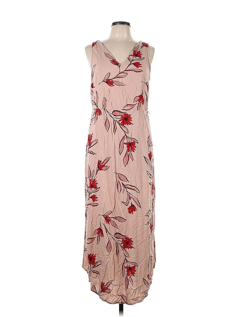 A New Day 100 Rayon Floral Motif Tan Casual Dress Size L 25 Off