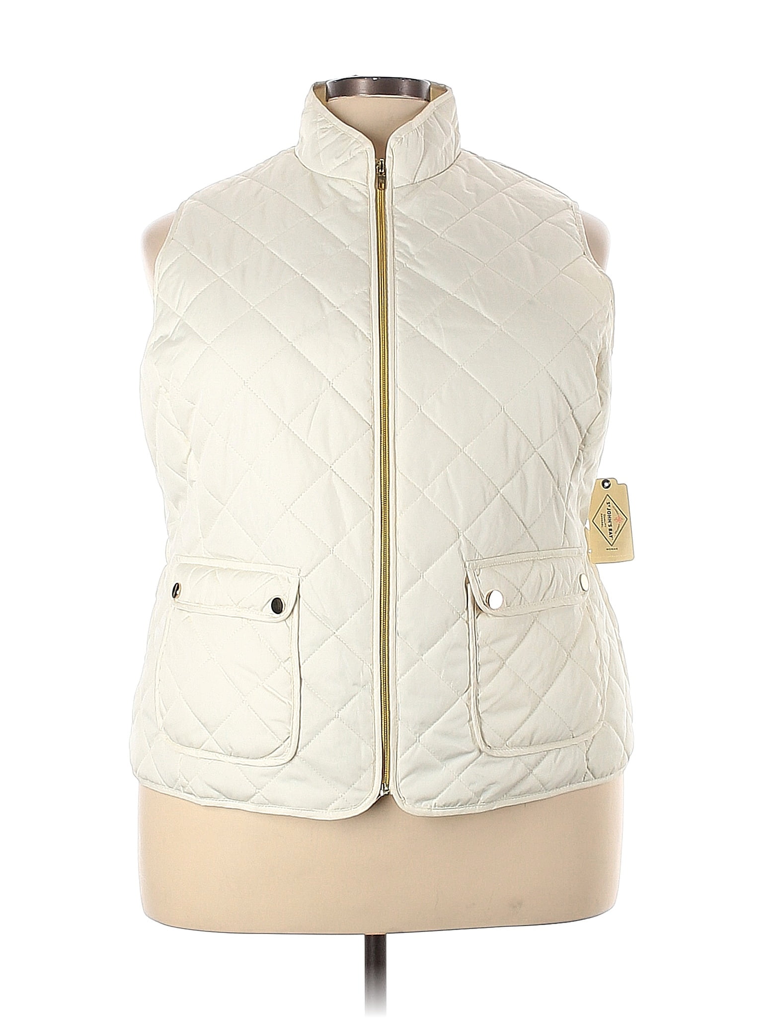 St. John's Bay 100% Polyester Ivory Vest Size 2X (Plus) - 58% off | thredUP