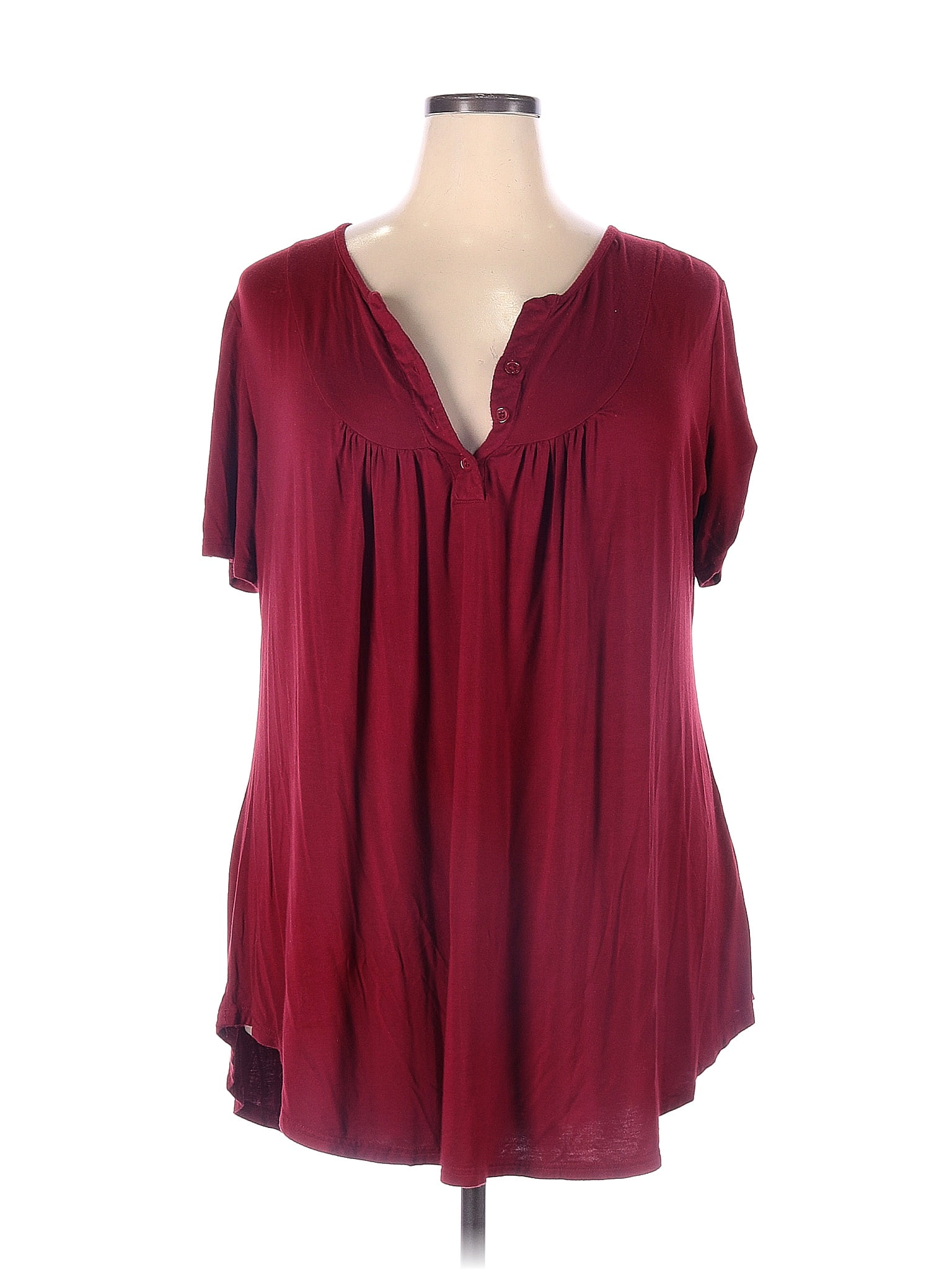 Halife Solid Maroon Burgundy Short Sleeve Top Size XXL - 25% off | thredUP