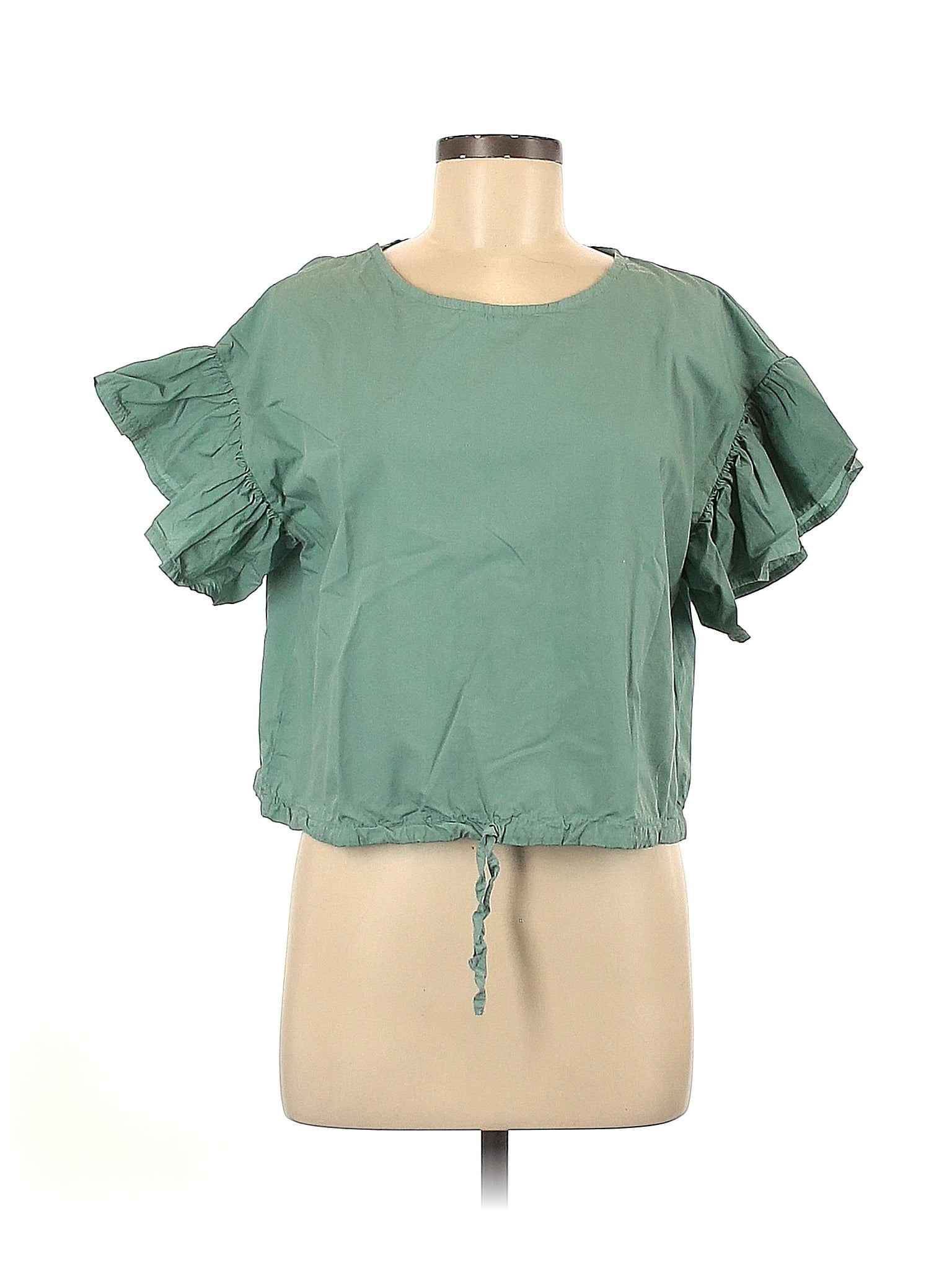 Venti6 100% Cotton Green Short Sleeve Blouse Size M - 57% off | ThredUp