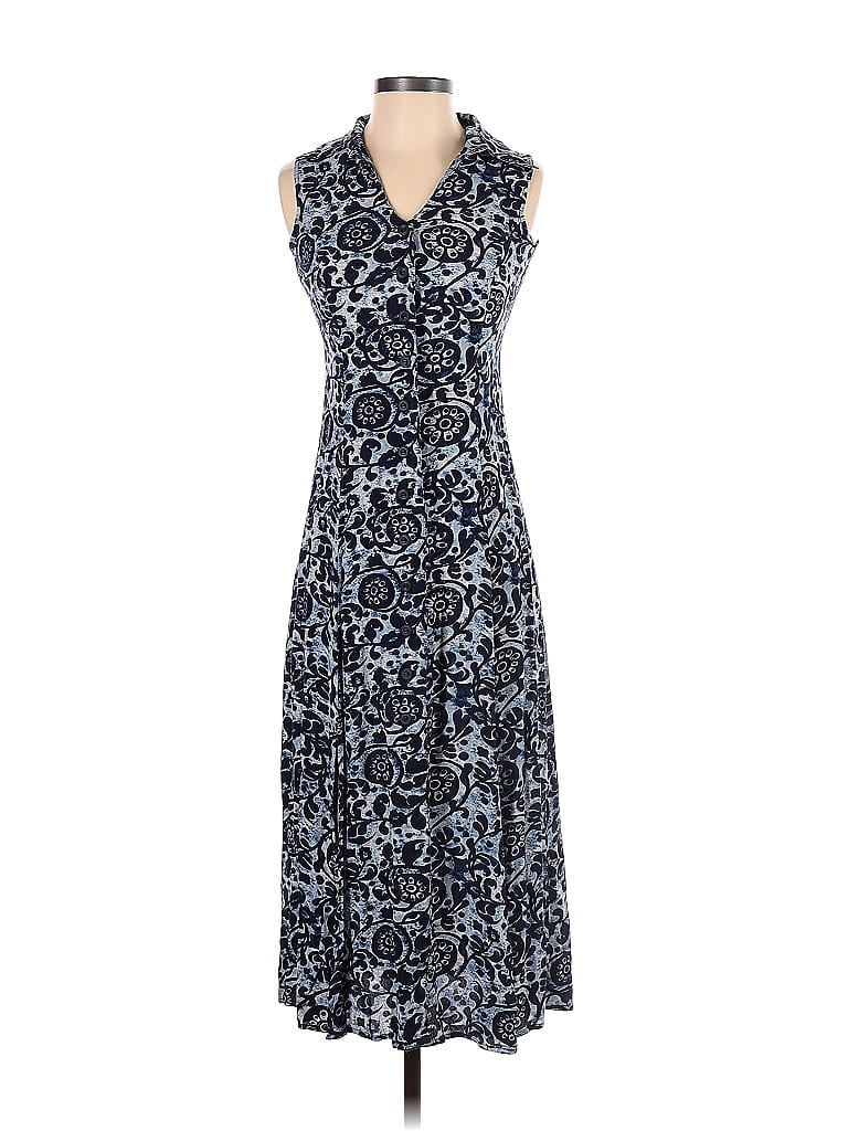 Christopher & Banks 100% Rayon Paisley Blue Casual Dress Size 4 - 64% ...