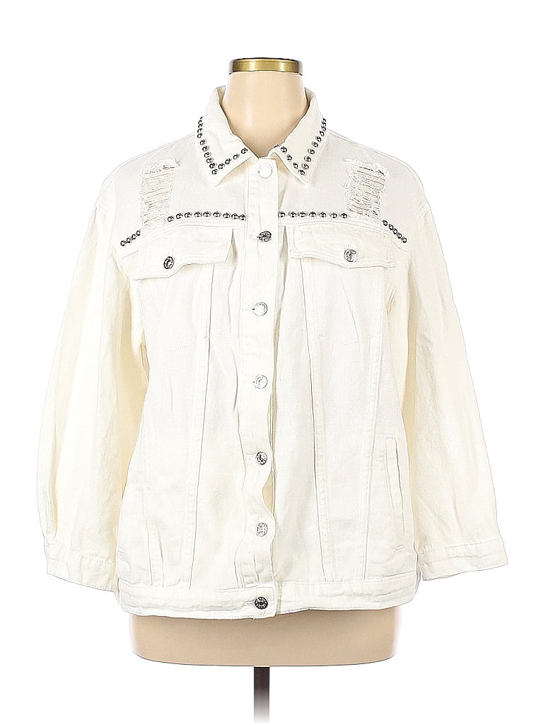 Shein 100% Cotton White Denim Jacket Size XL - 45% off | thredUP