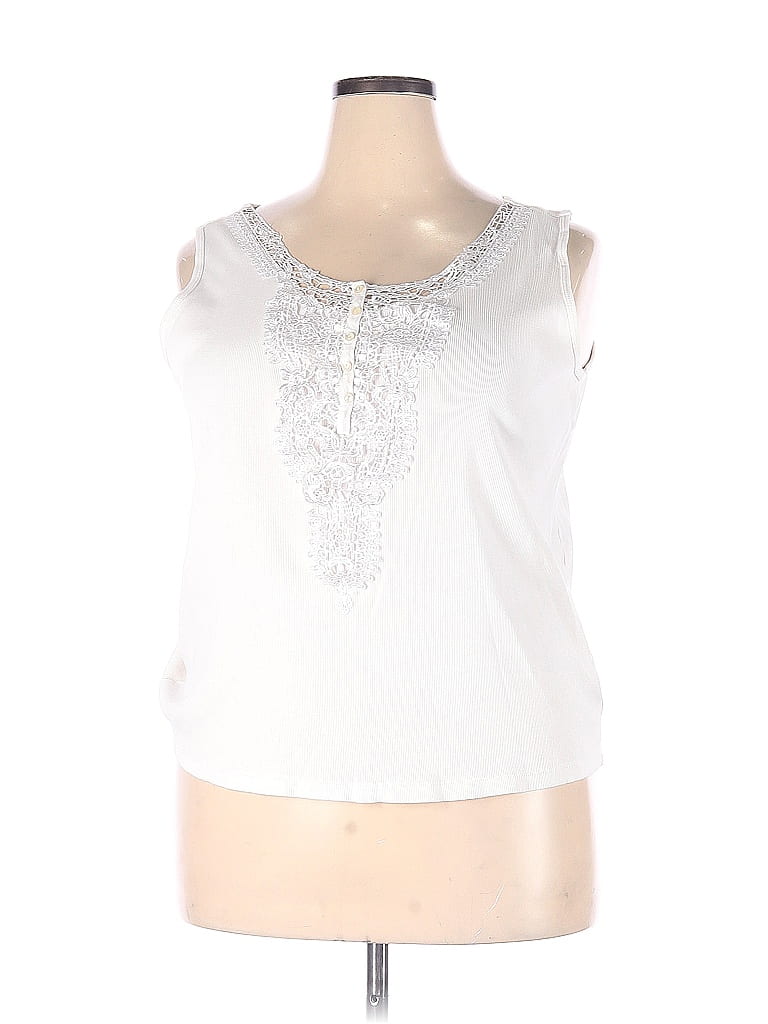 Lauren by Ralph Lauren 100% Cotton White Tank Top Size 3X (Plus) - 56% off | thredUP