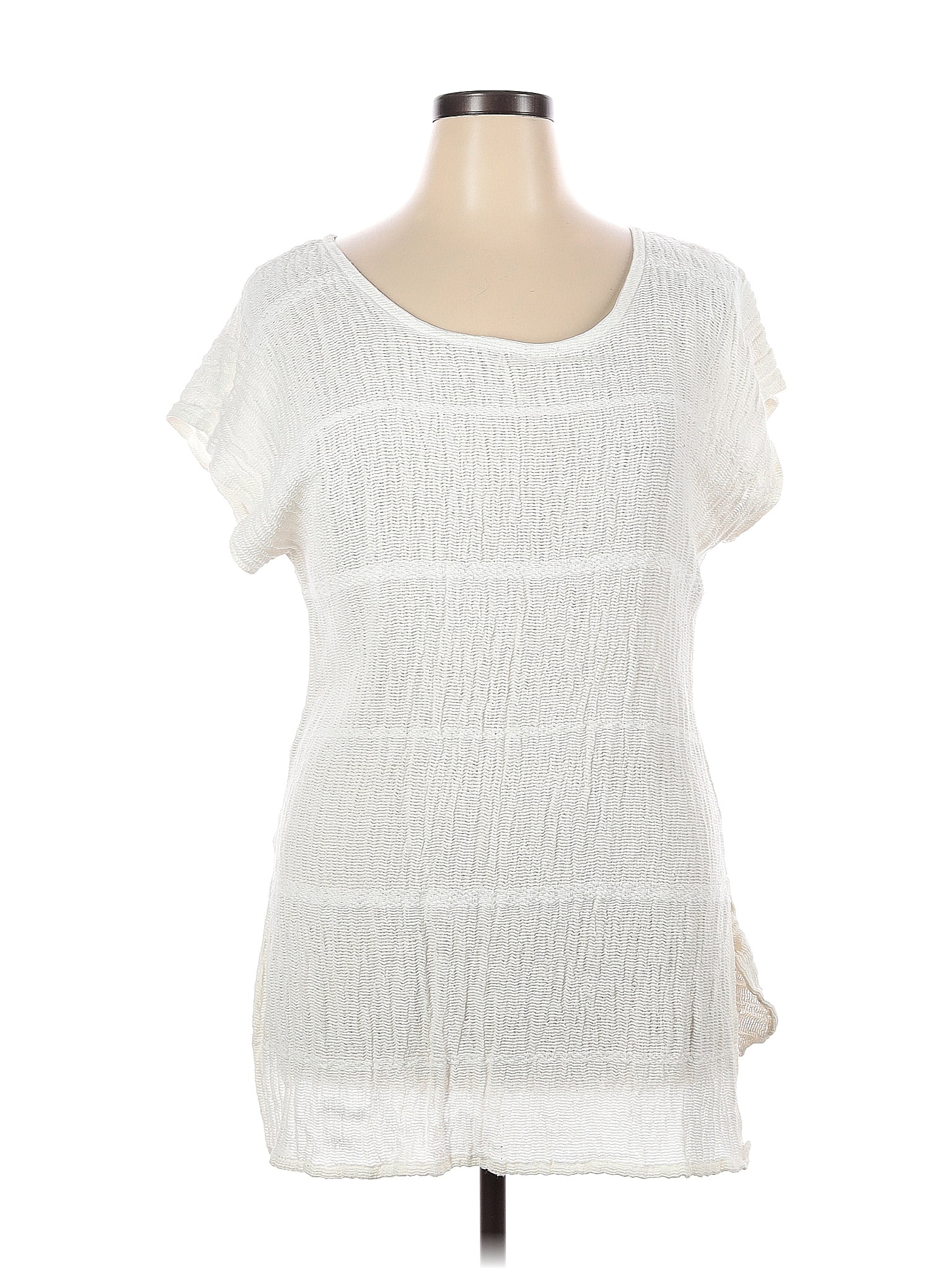 Abrazo Style 100 Cotton Solid White Short Sleeve Blouse Size Xl 66