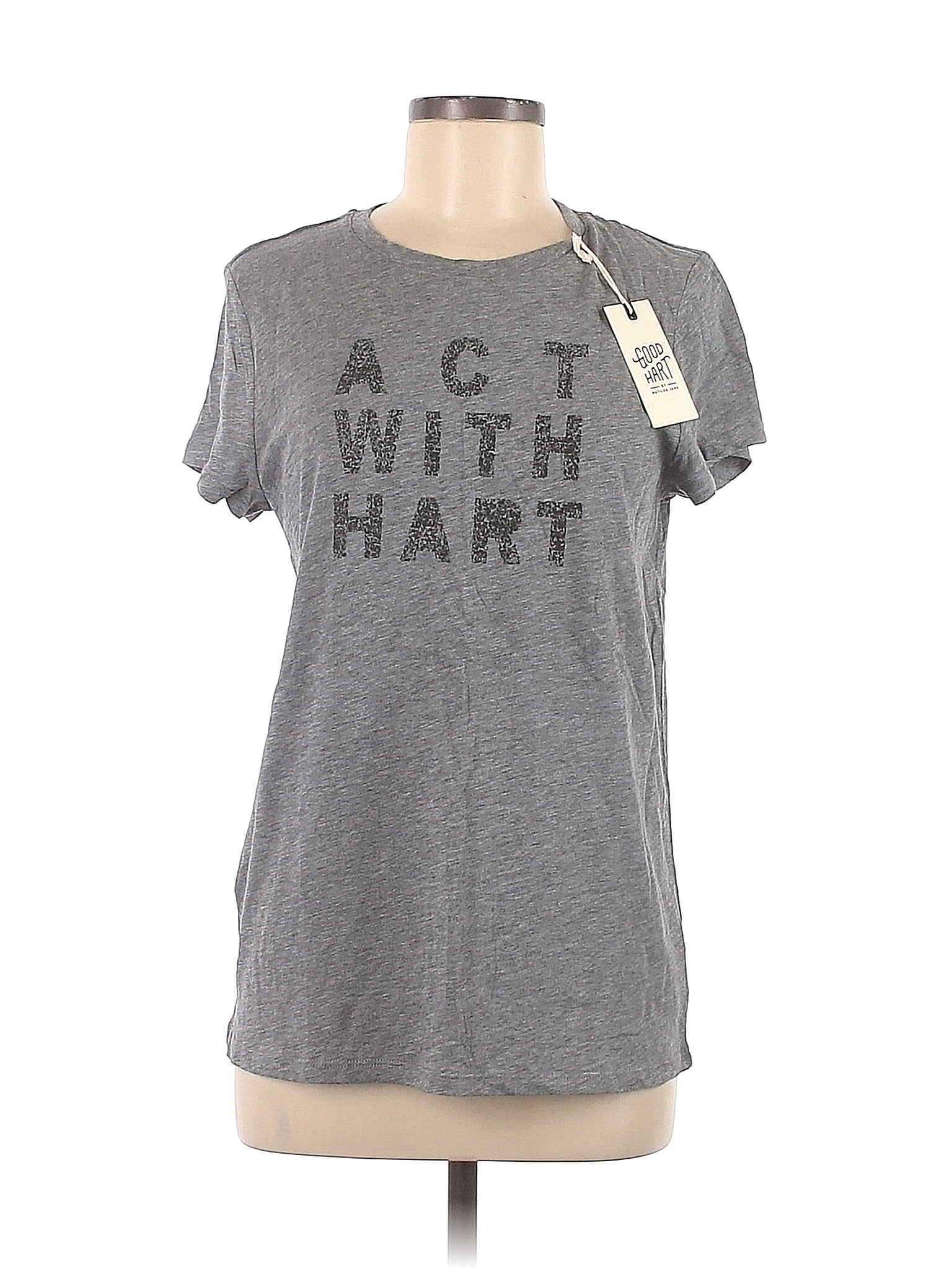 Good Hart 100% Organic Cotton Gray Short Sleeve T-Shirt Size M - 50% ...