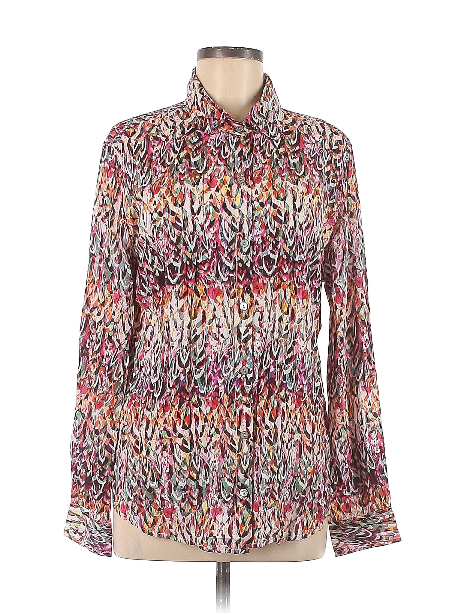 Liverpool Los Angeles 100 Viscose Burgundy Long Sleeve Blouse Size M