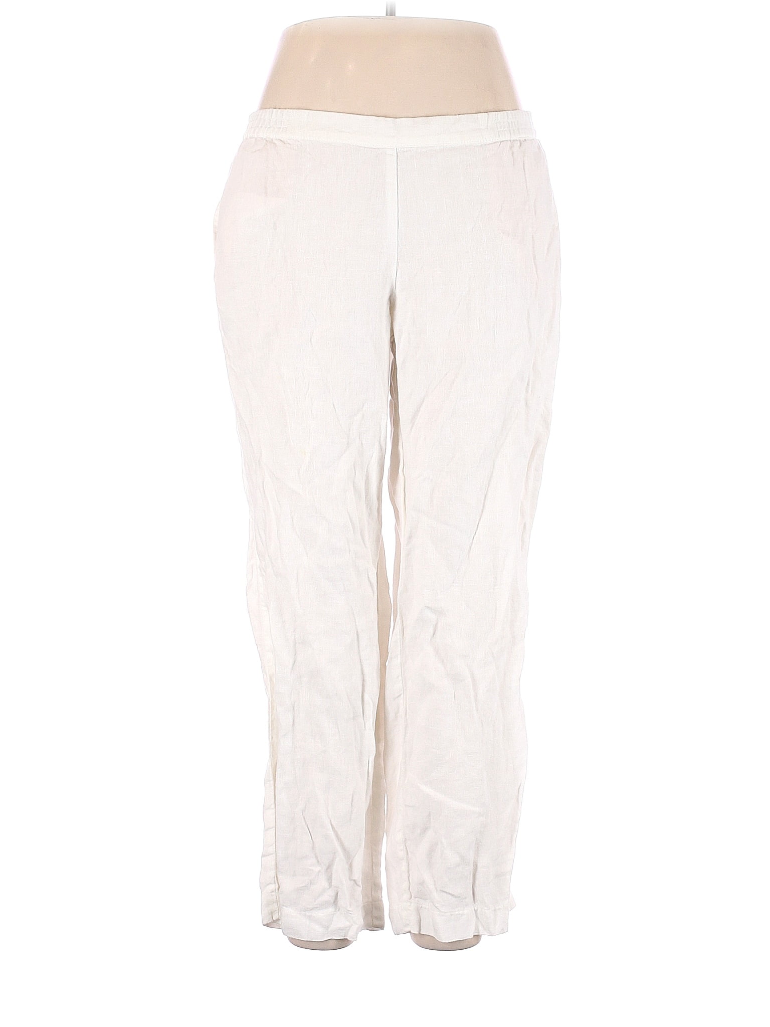 J.Jill 100% Linen Solid White Ivory Casual Pants Size M - 70% off | ThredUp