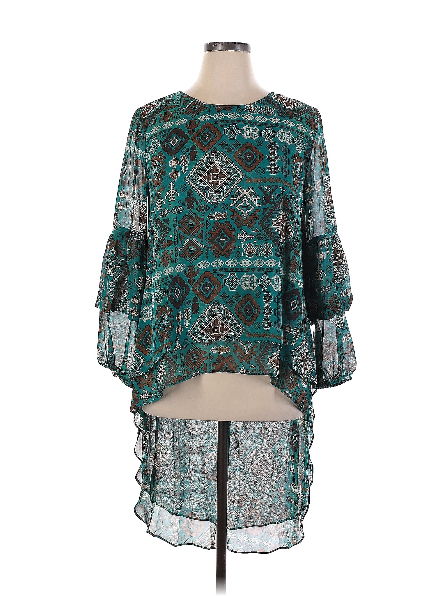 Cato 100 Polyester Teal Long Sleeve Blouse Size L 40 Off Thredup