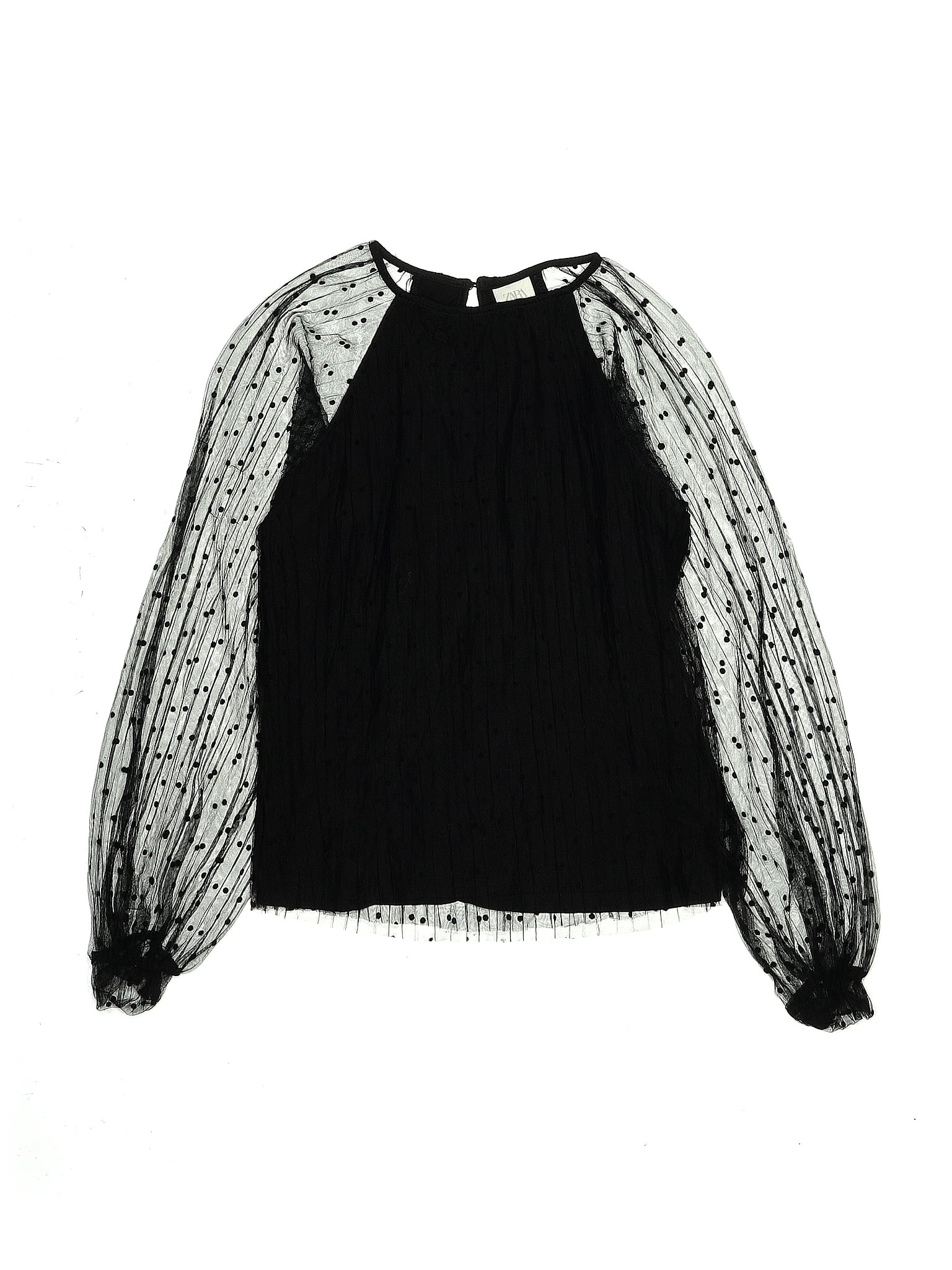 Zara Solid Black Long Sleeve Blouse Size 11 12 65 Off Thredup