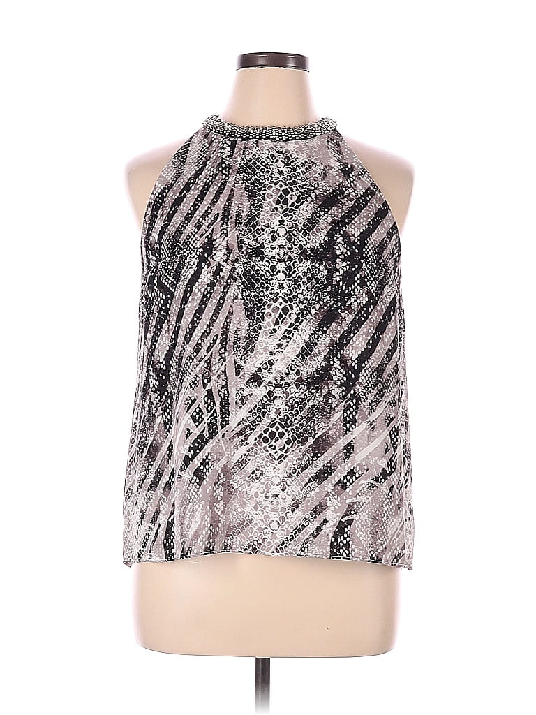 Jennifer Lopez 100% Polyester Multi Color Silver Sleeveless Blouse Size ...