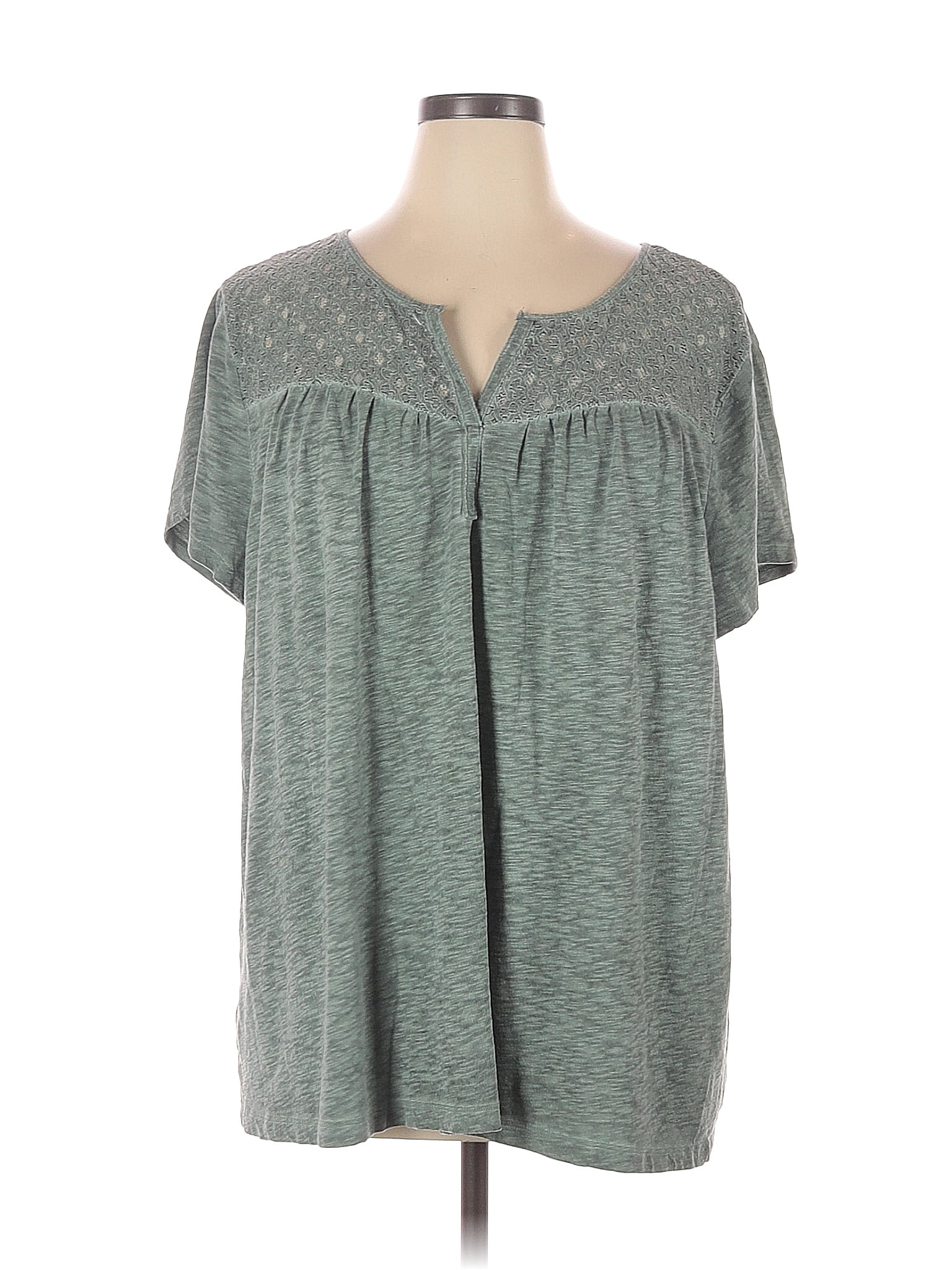 St Johns Bay Green Gray Short Sleeve Top Size 3x Plus 36 Off